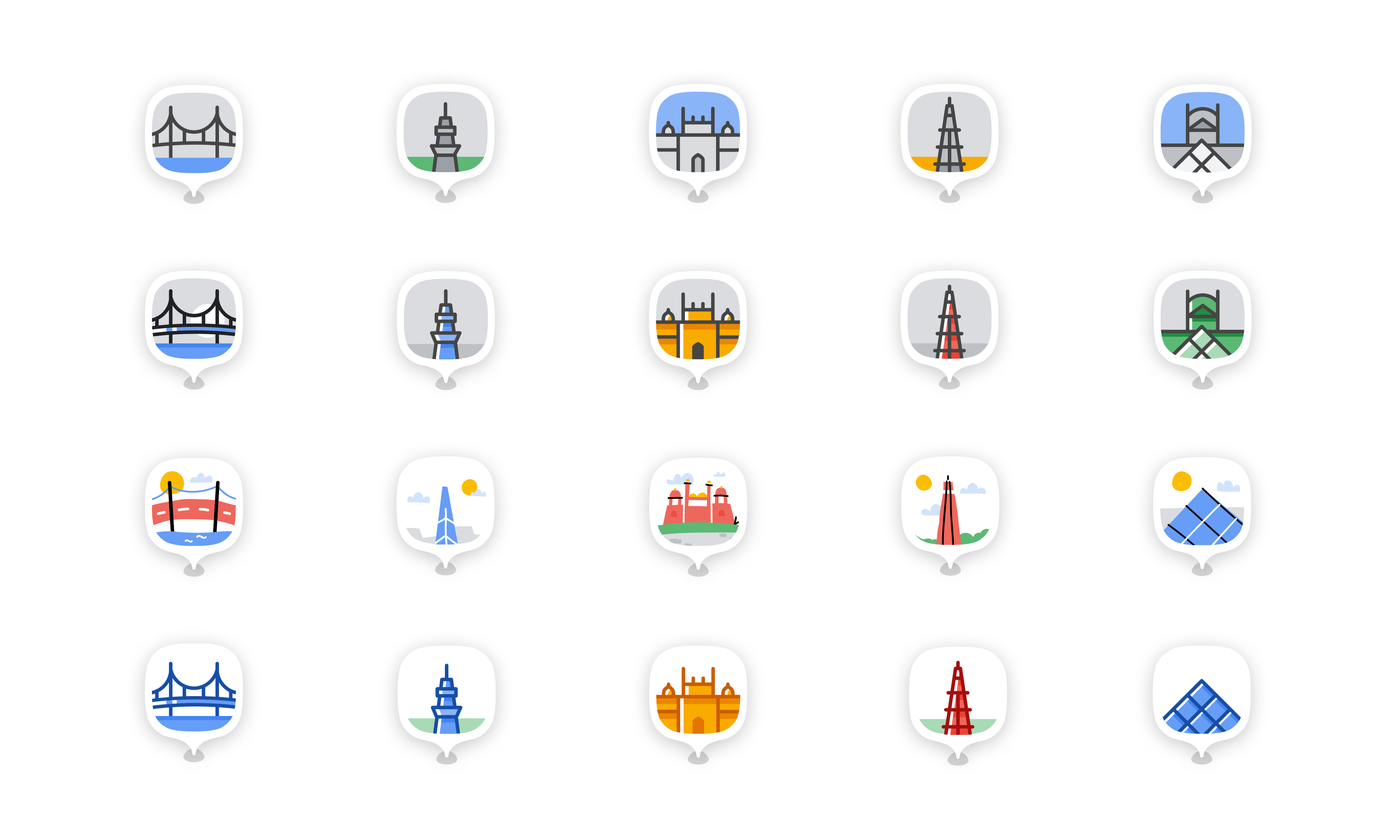 Google maps landmark icons by German Kopytkov on Dribbble