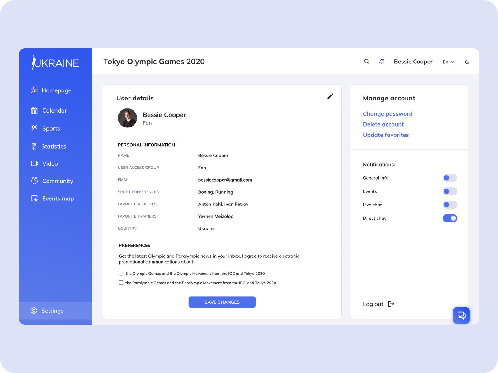 Web App for Tokyo Olympic Games by Valeriia Hubenko on Dribbble