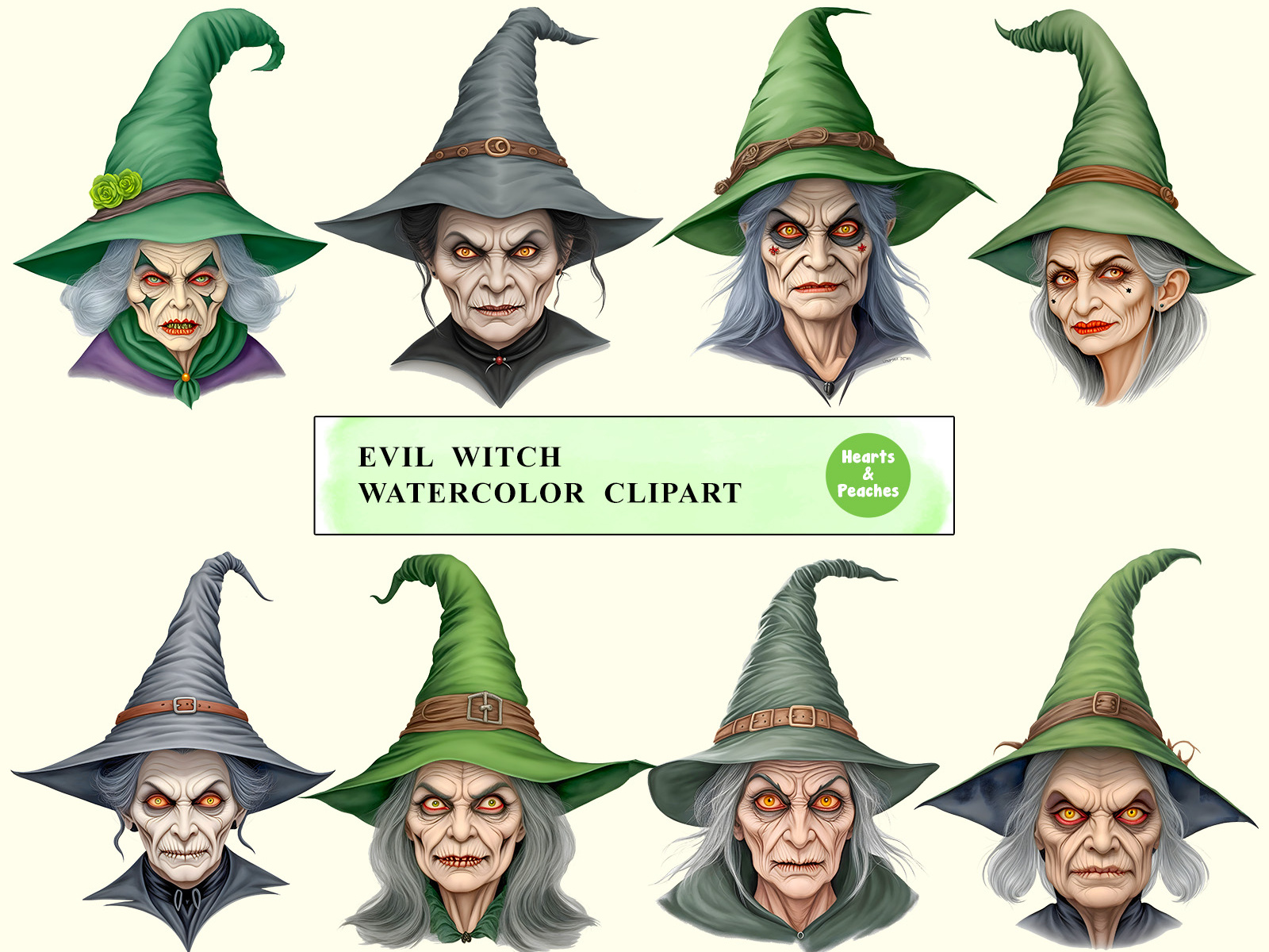 Free Evil Witch Watercolor Clipart Bundle by Hearts and Peaches on Dribbble