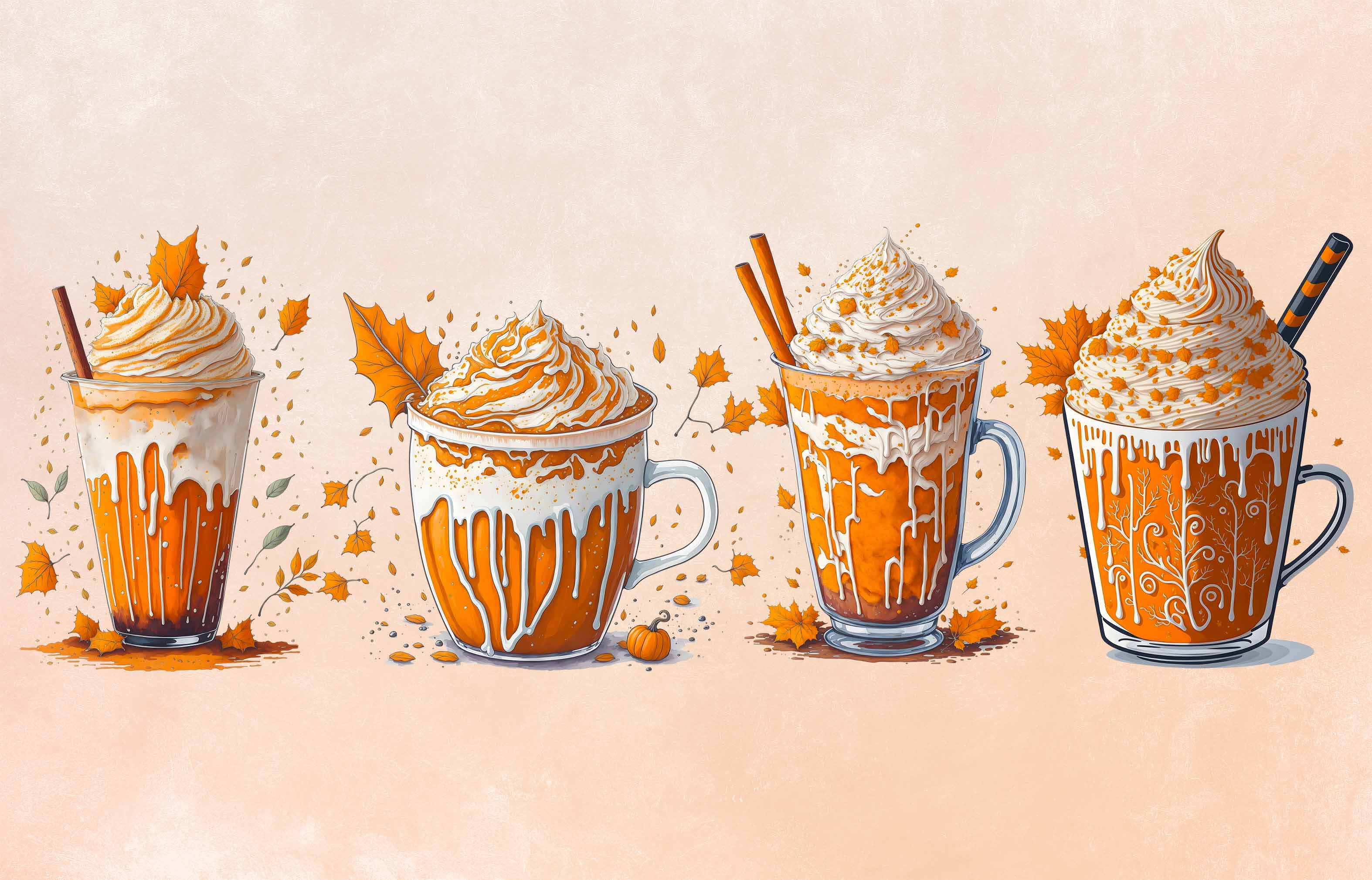 Cozy Fall Drinks Watercolor Clipart Bundle by Hearts and Peaches on ...