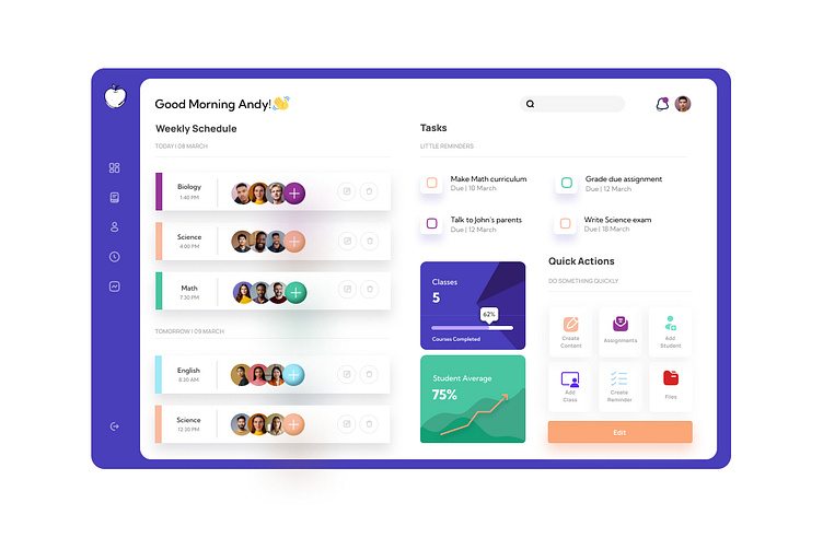 Online Teacher Dashboard UI by Shannil Phiri on Dribbble