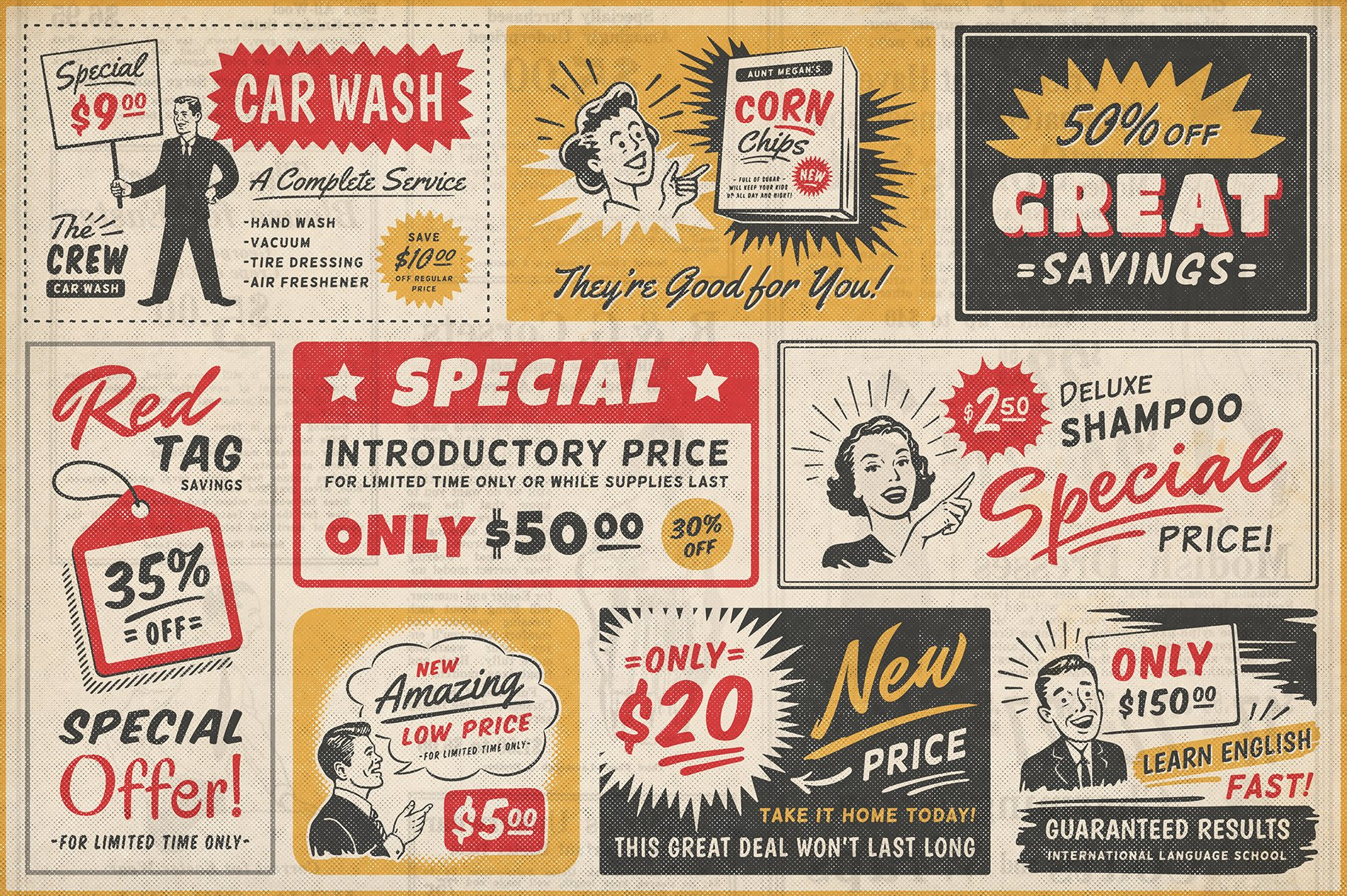 1950s Retro Style Ad Templates by Abdallah Bashiru on Dribbble