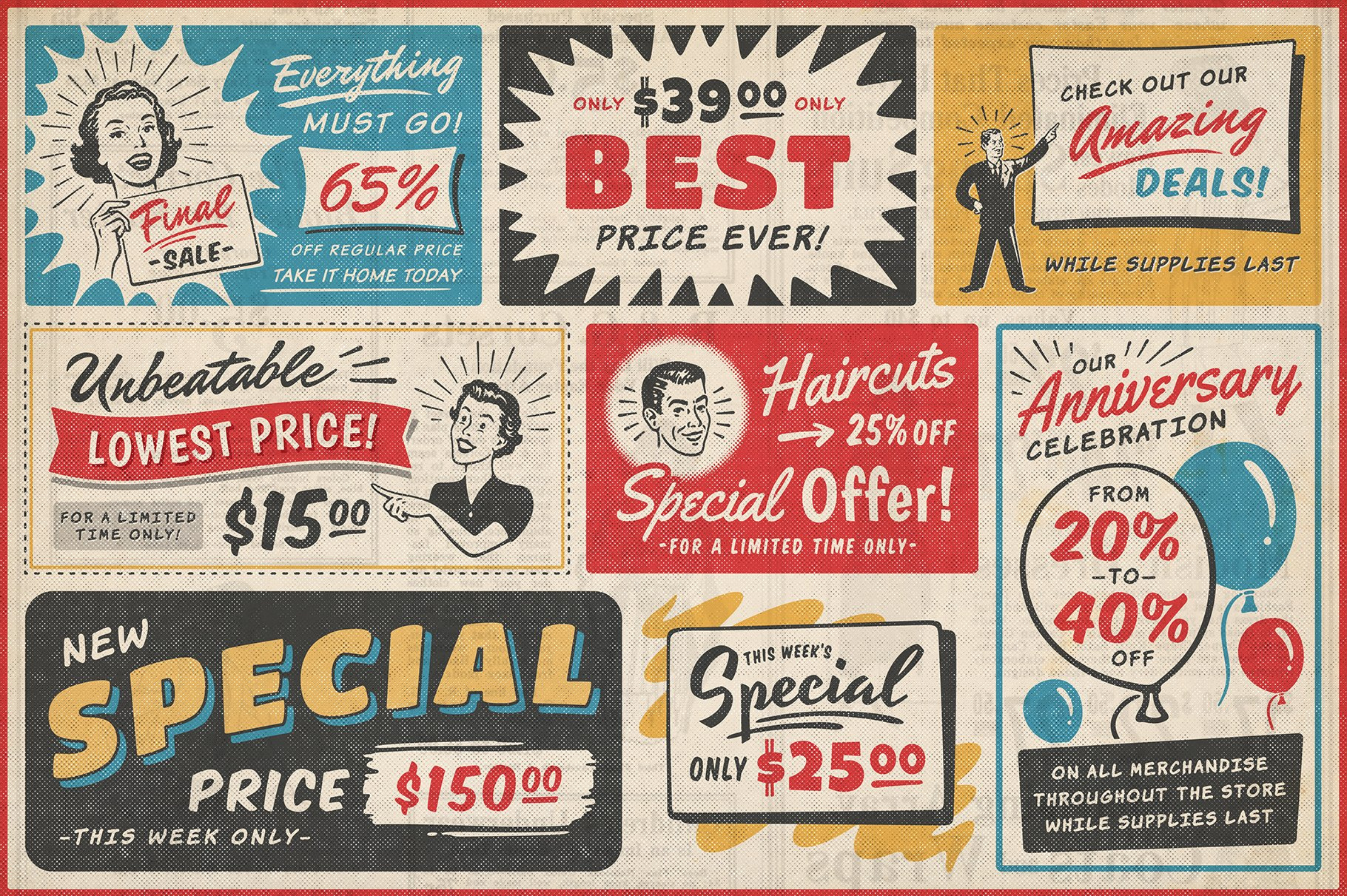 1950s Retro Style Ad Templates by Abdallah Bashiru on Dribbble
