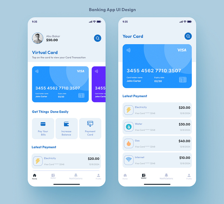 Banking App UI Design by HM Abubakar on Dribbble