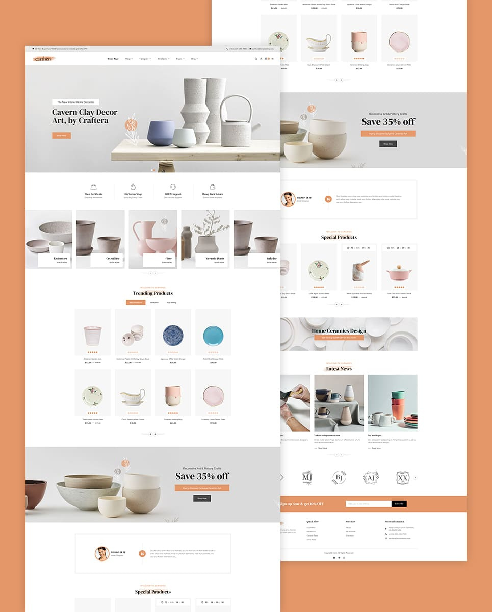 Earthen – Pottery & Ceramics - Handmade eCommerce Theme by TemplateTrip ...