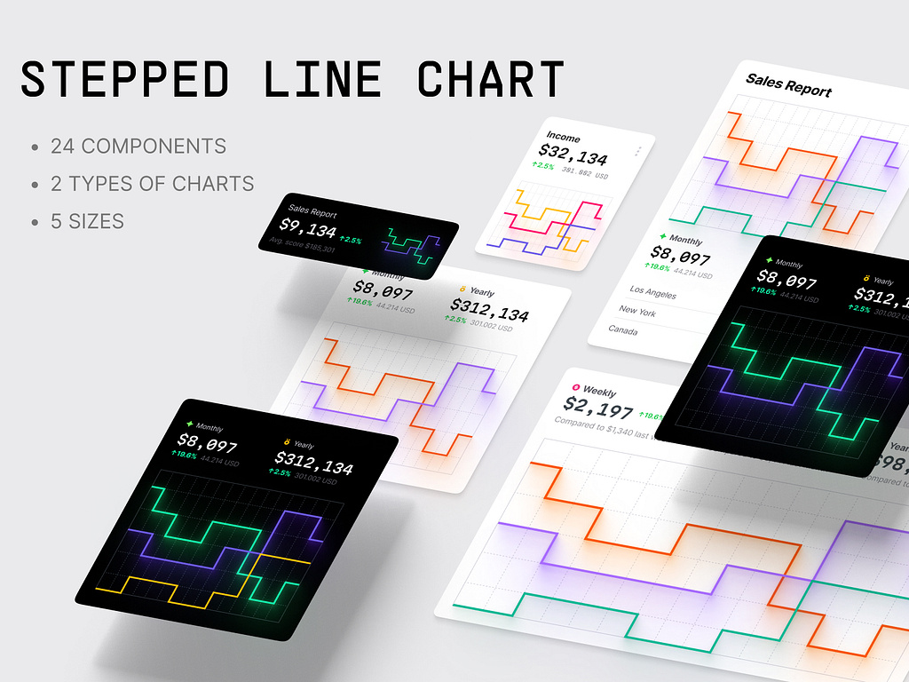 Stepped line chart templates by Alien pixels on Dribbble