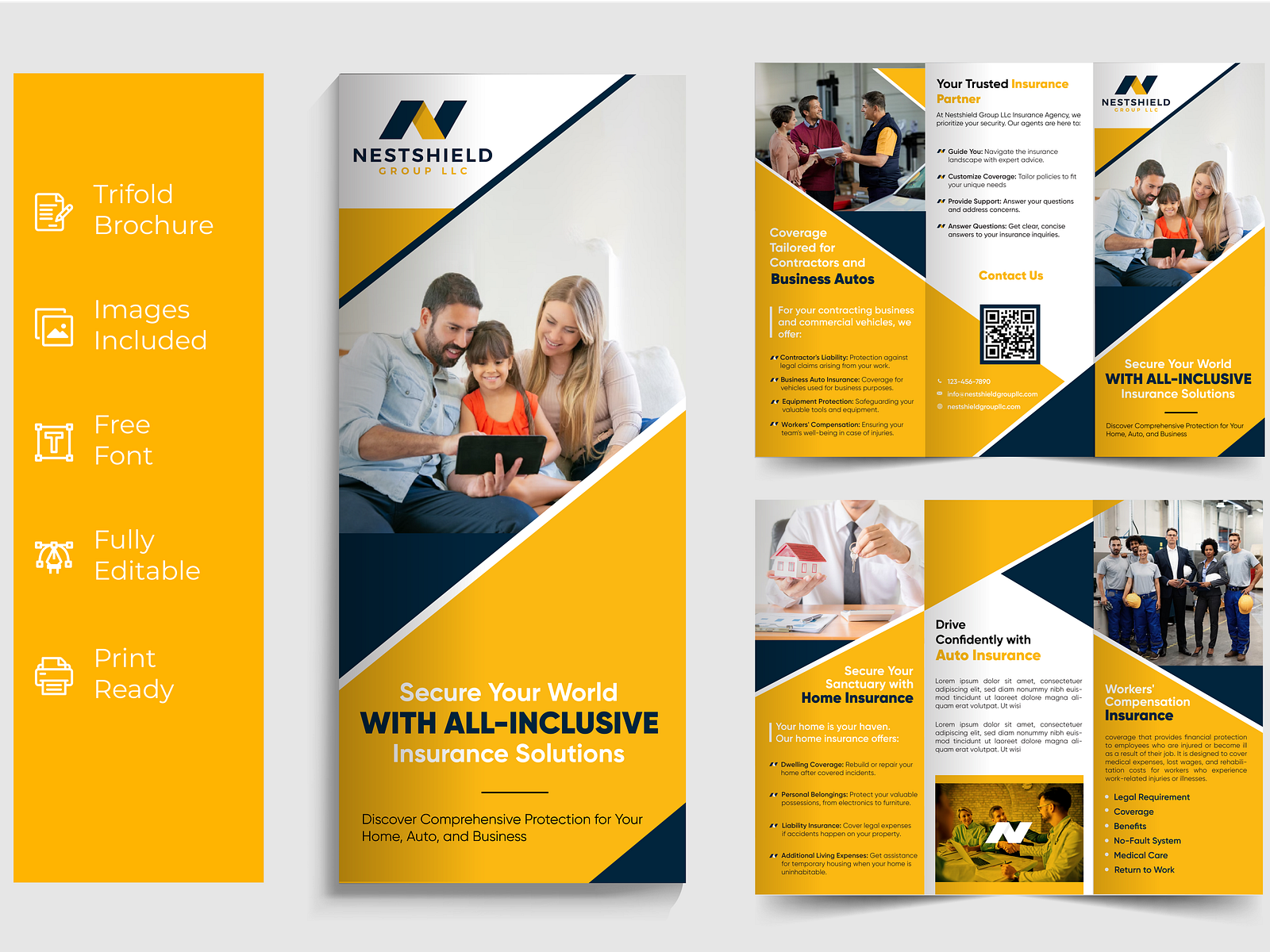 Insurance Company Trifold Brochure by Ashikur Rahman Shunno on Dribbble