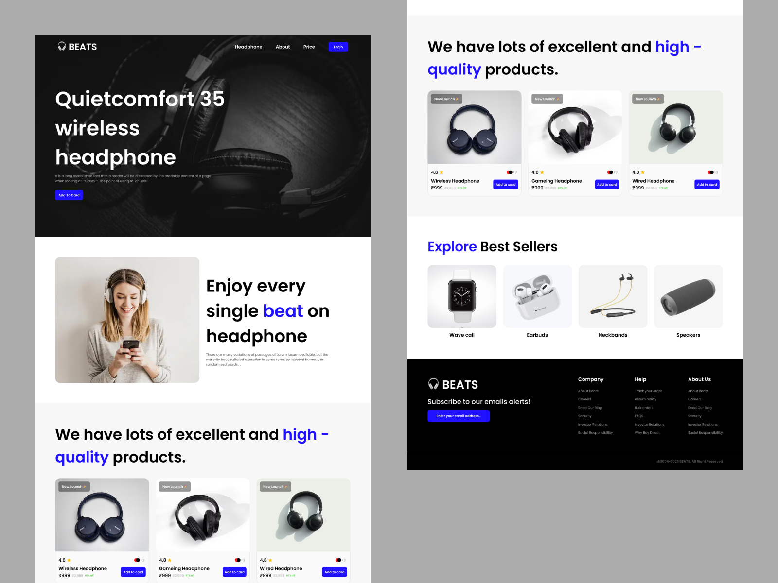 Headphone E-commerce Landing page by Anshika Solanki on Dribbble