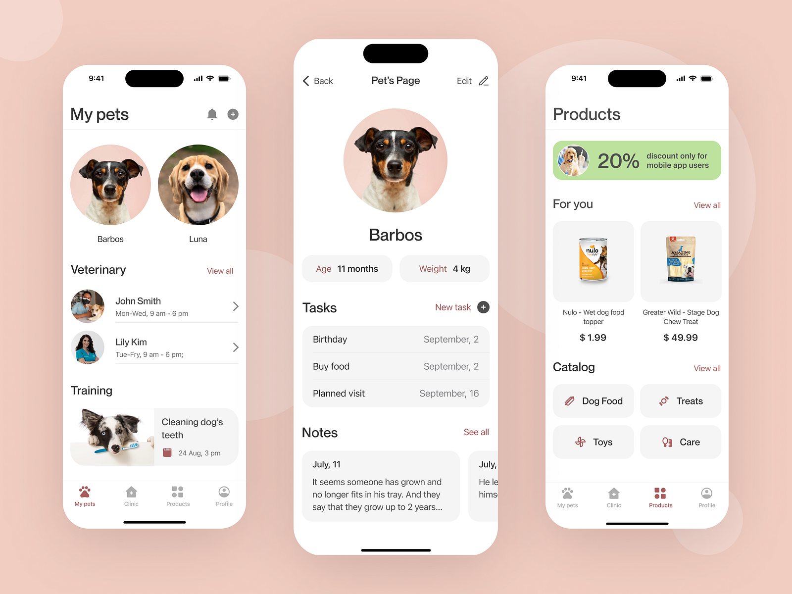 Mobile App UI design for a vet clinic by Valentin Udovik on Dribbble