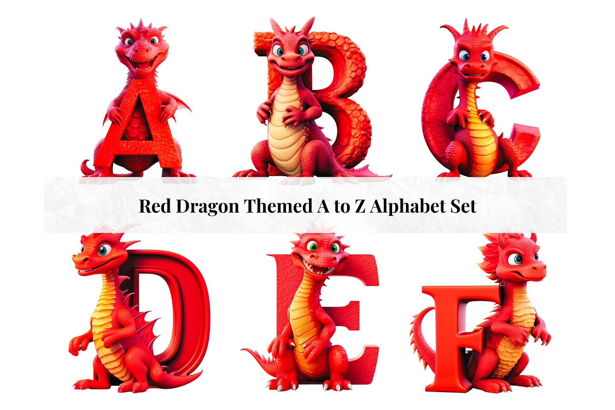 Set of 26 A to Z Alphabet Letters - Red Dragon Theme by Samantha-Anne ...