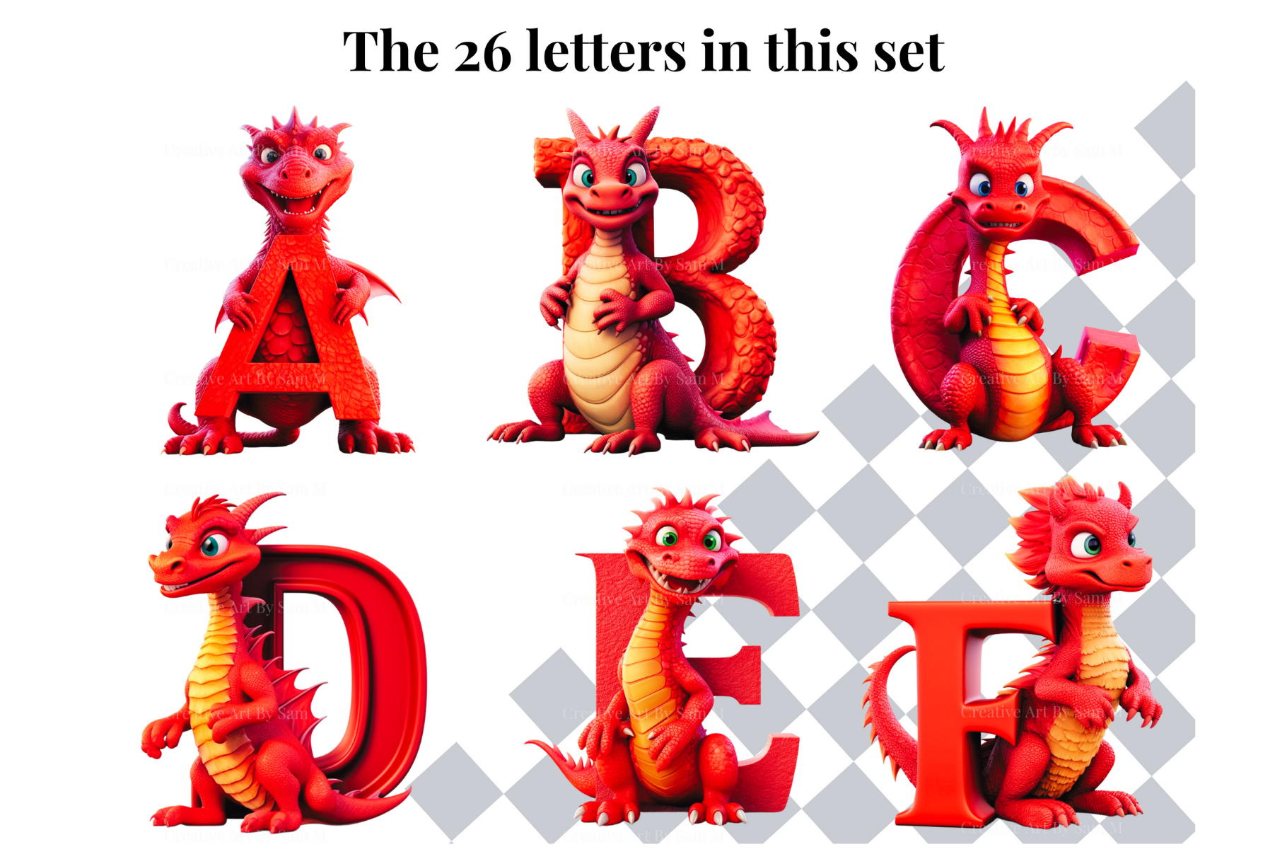 Set of 26 A to Z Alphabet Letters - Red Dragon Theme by Samantha-Anne ...