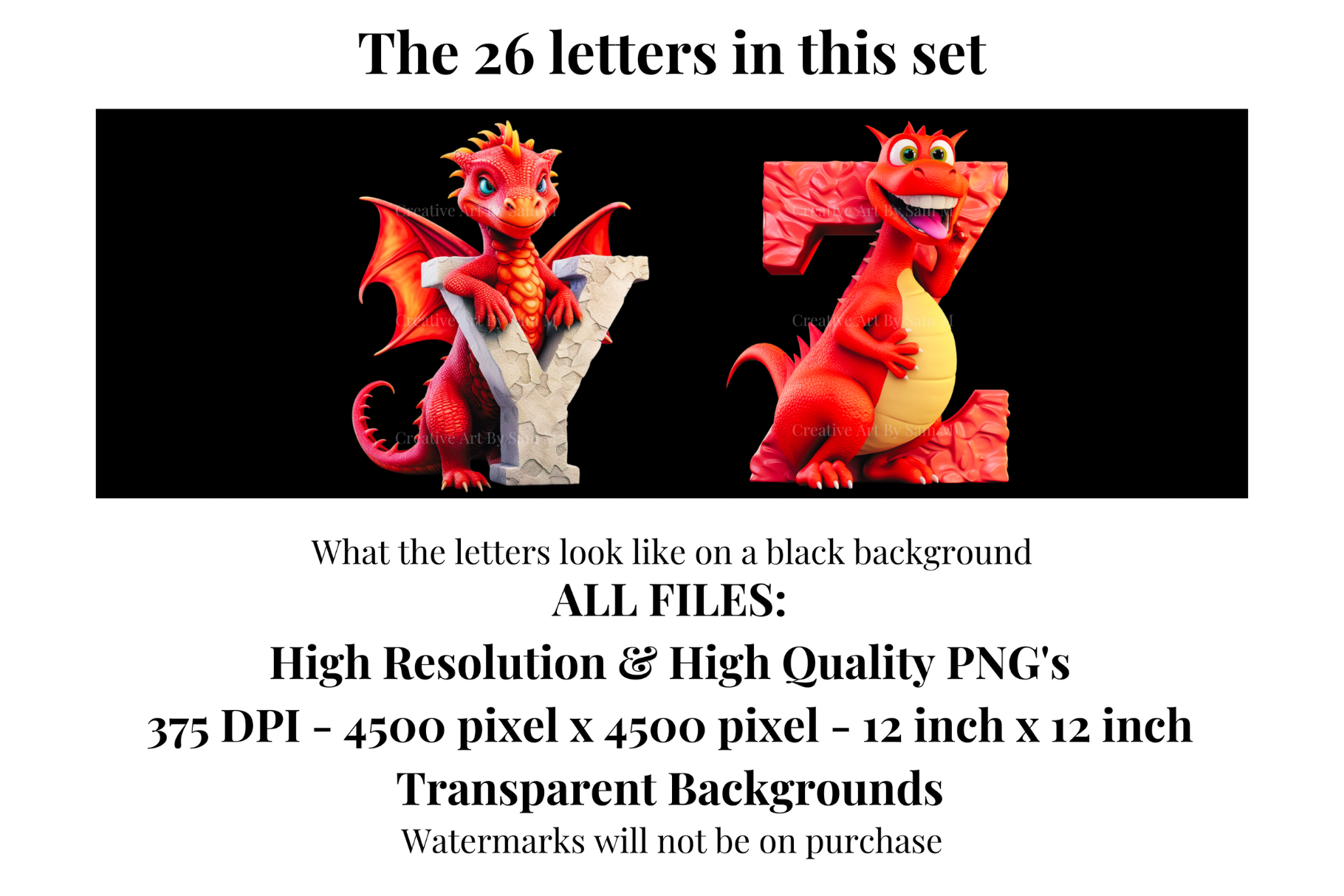 Set of 26 A to Z Alphabet Letters - Red Dragon Theme by Samantha-Anne ...