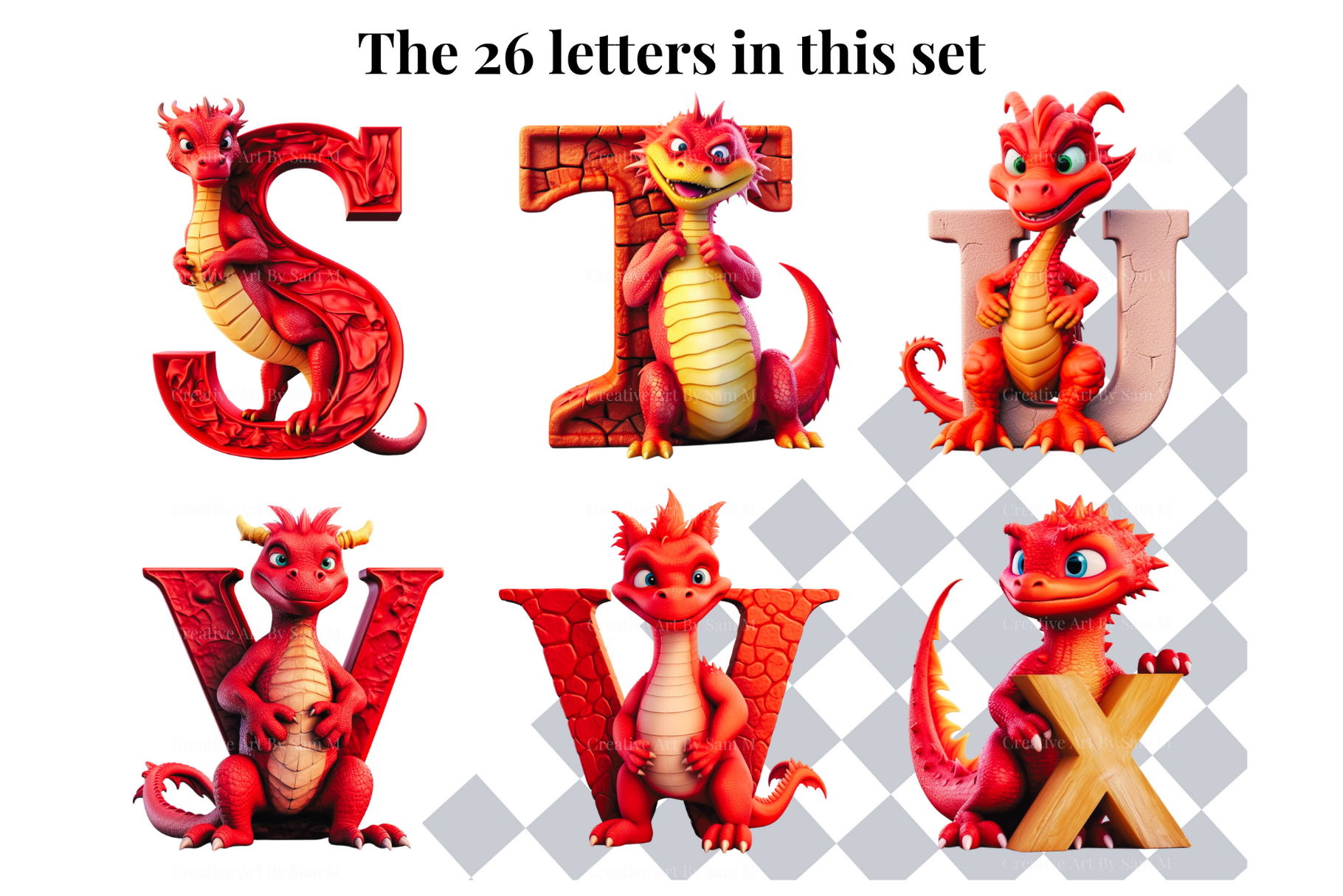 Set of 26 A to Z Alphabet Letters - Red Dragon Theme by Samantha-Anne ...