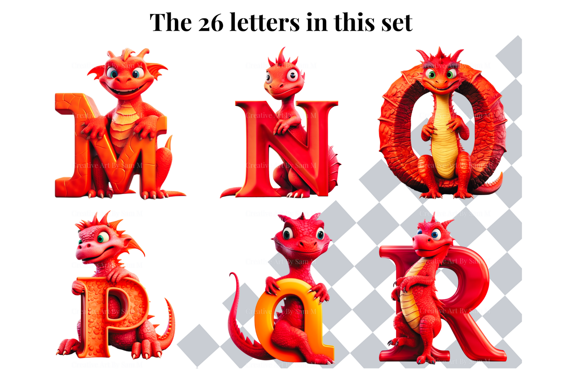 Set of 26 A to Z Alphabet Letters - Red Dragon Theme by Samantha-Anne ...