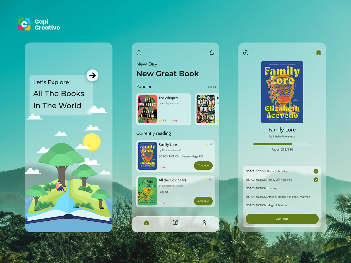 Book Reading App - Glassmorphism Design Style by Capi Product on Dribbble