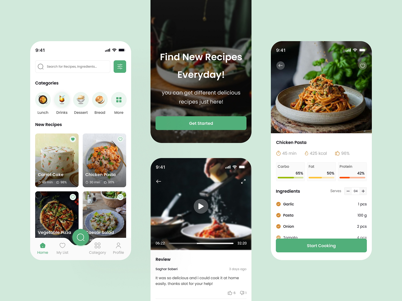 Recipe mobile App by saghar_uidesign on Dribbble
