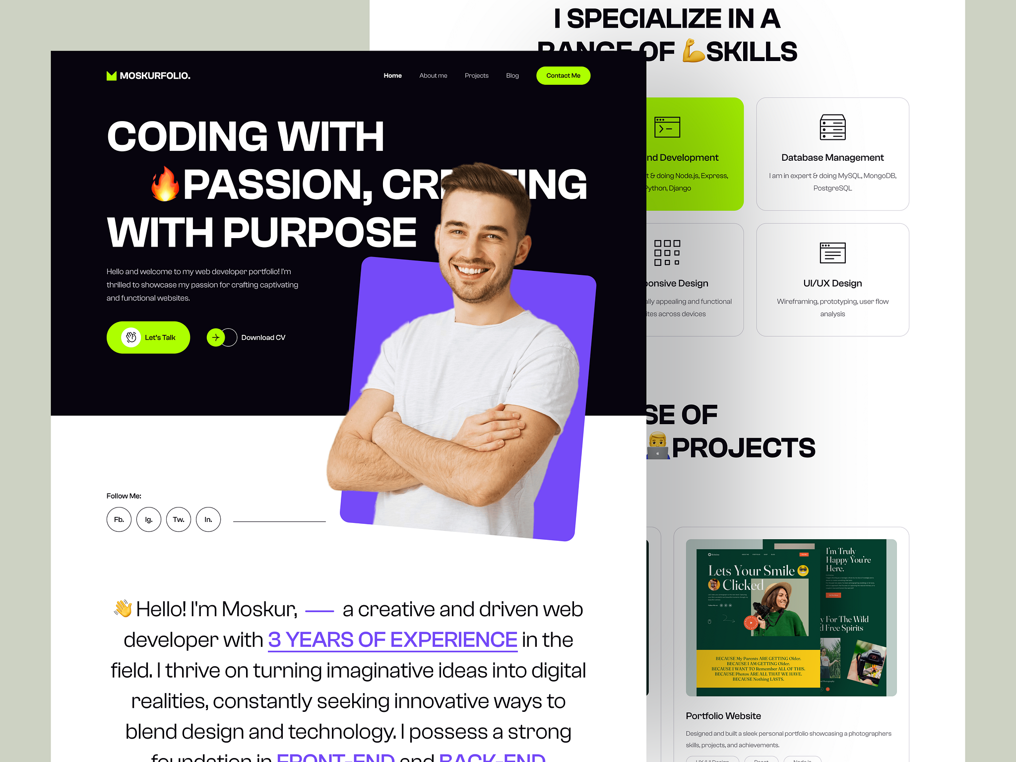 Web Developer Portfolio Website by Moskur Alam on Dribbble