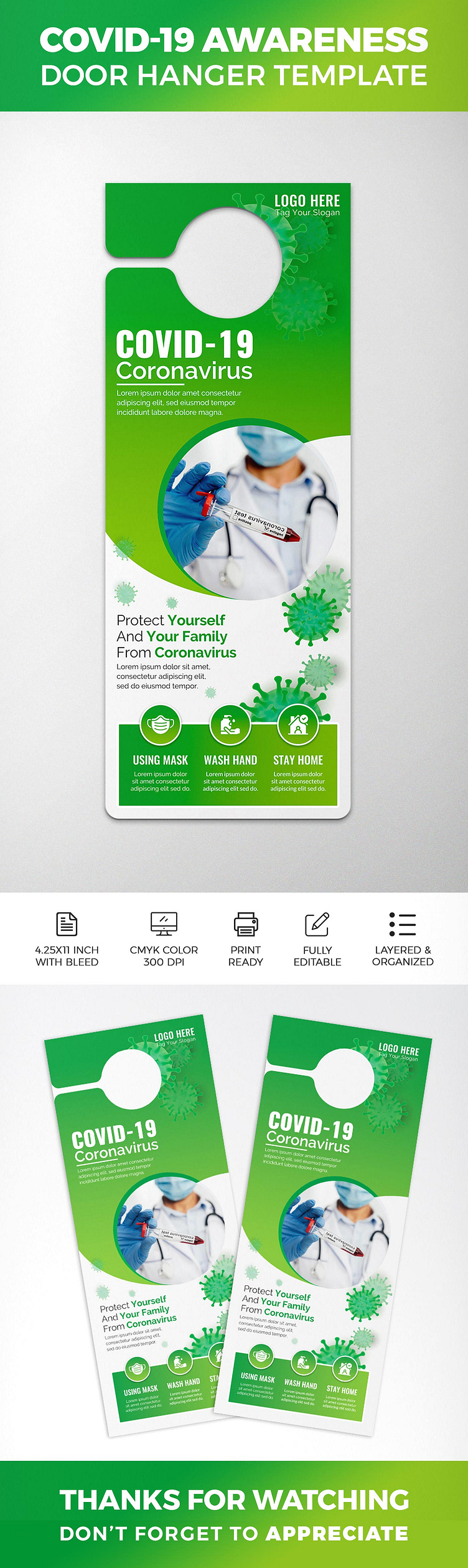 COVID-19 AWARENESS DOOR HANGER TEMPLATE by RASHED HASAN on Dribbble