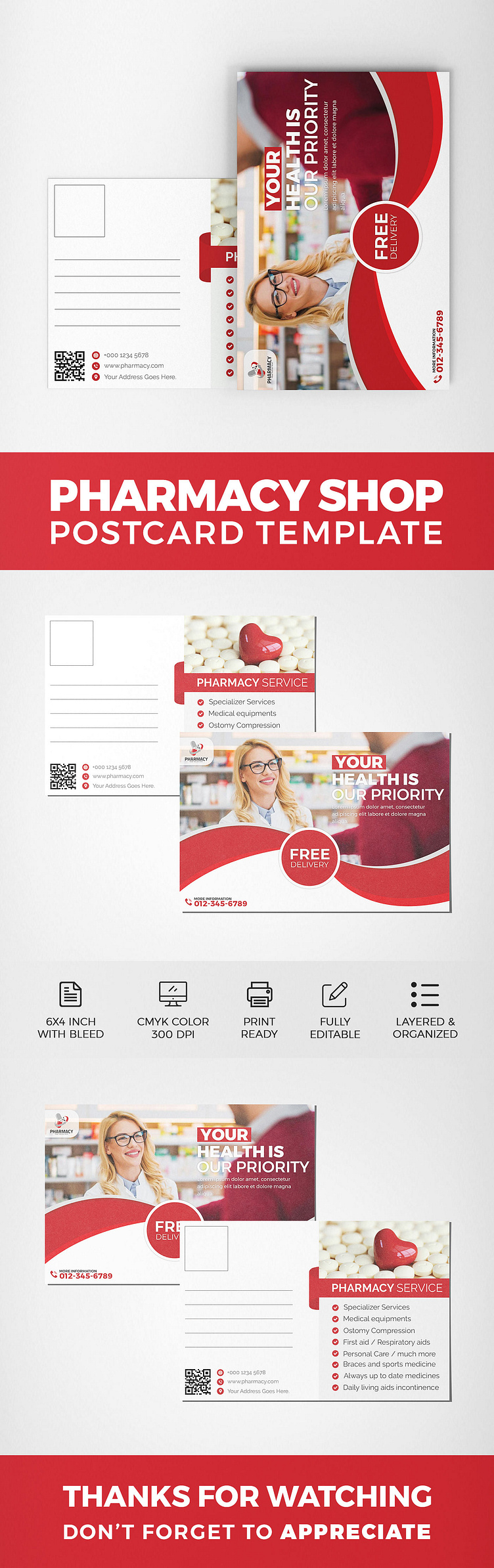 PHARMACY SHOP MARKETING POSTCARD TEMPLATE by RASHED HASAN on Dribbble