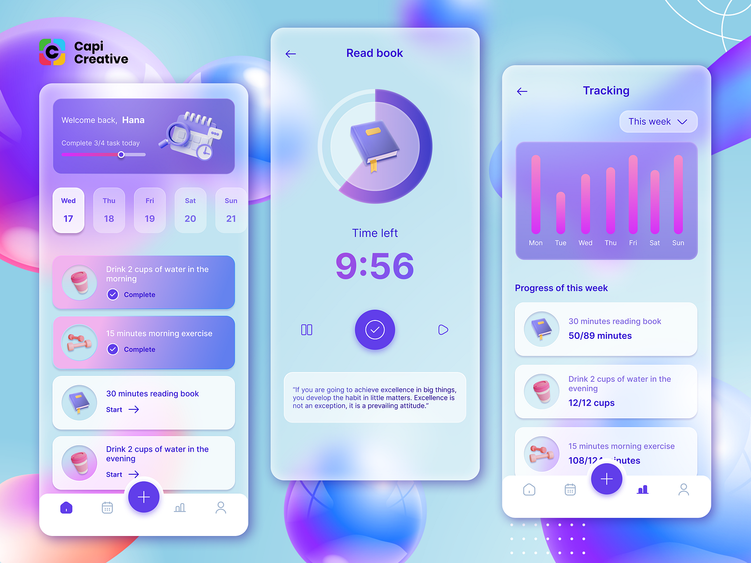 Habit Tracker App - Glassmorphism Design Style by Capi Product on Dribbble