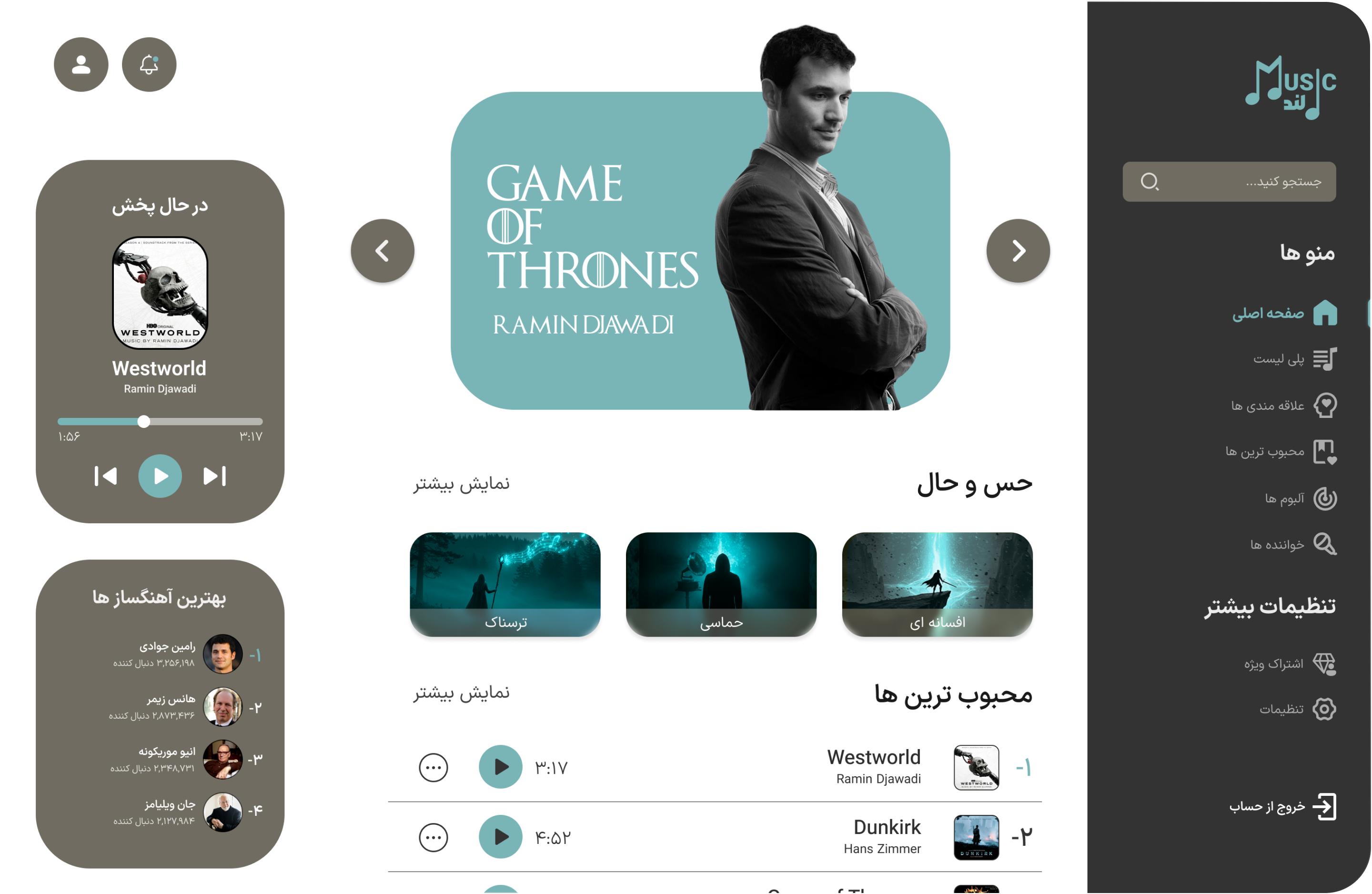 Ui Design, Desktop Music Player by Ehsan Mohammadian on Dribbble