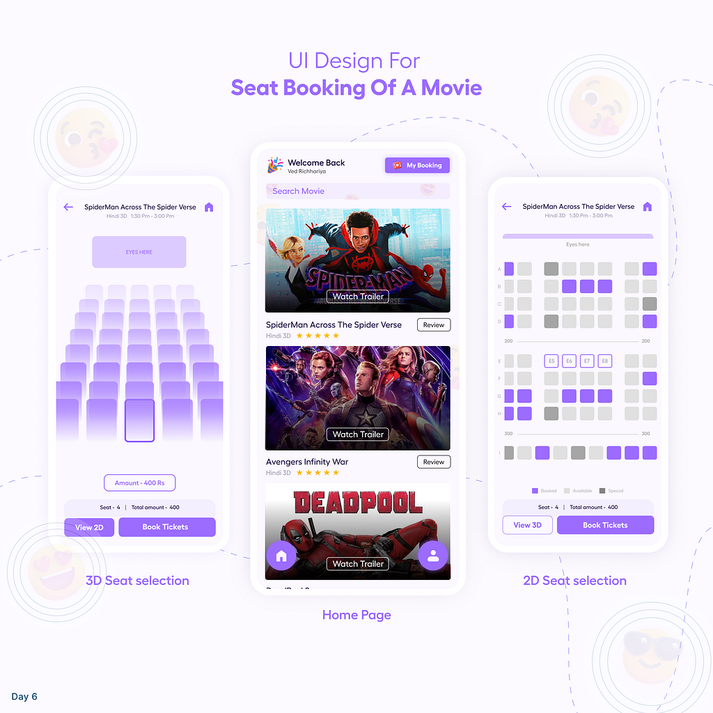 Seat Booking UI Design by Ved Richhariya on Dribbble