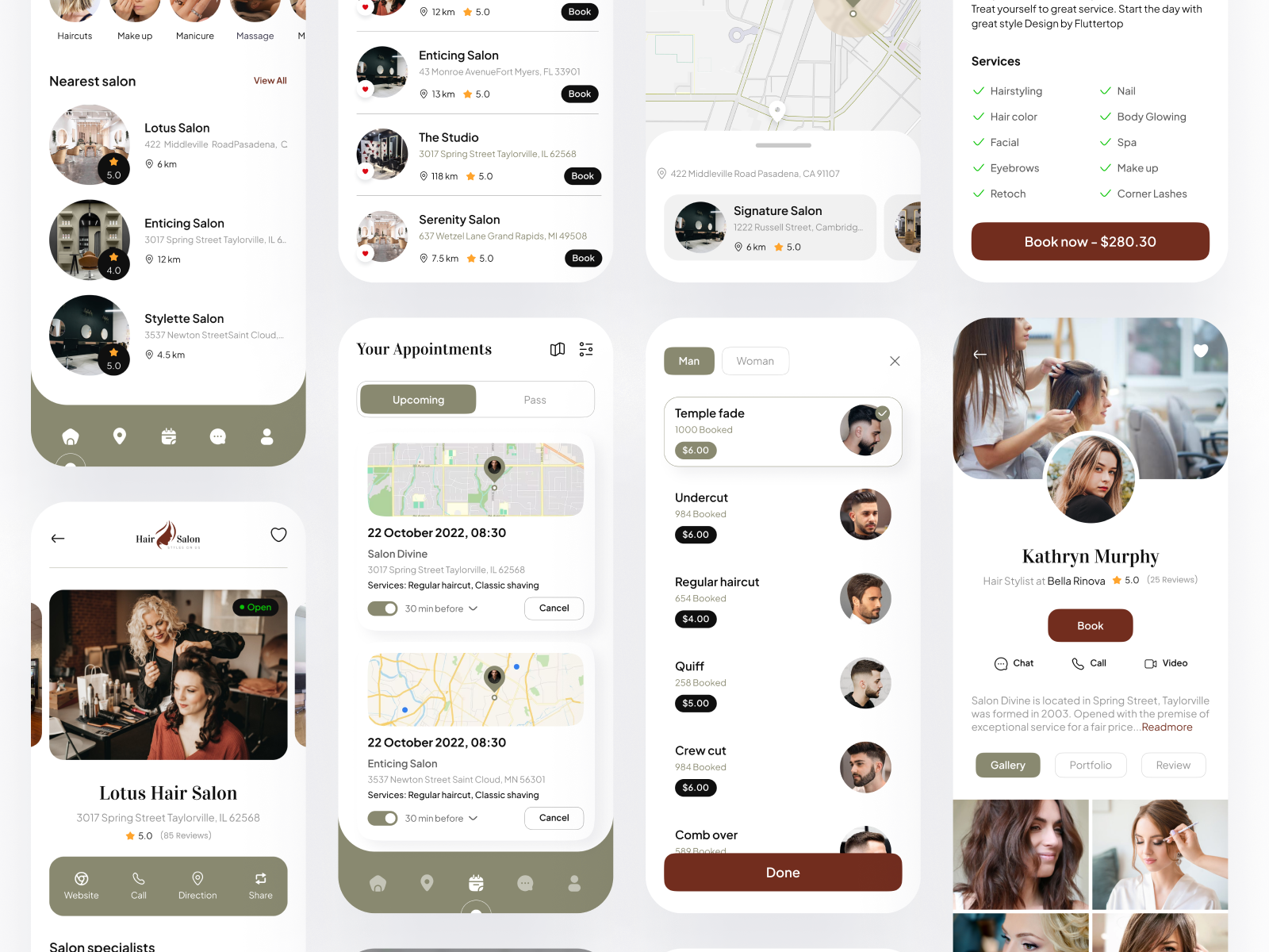 Hair Salon: Barber Appointment App UIKIT by Rishabh Rai for Fluttertop UIUX Studio on Dribbble