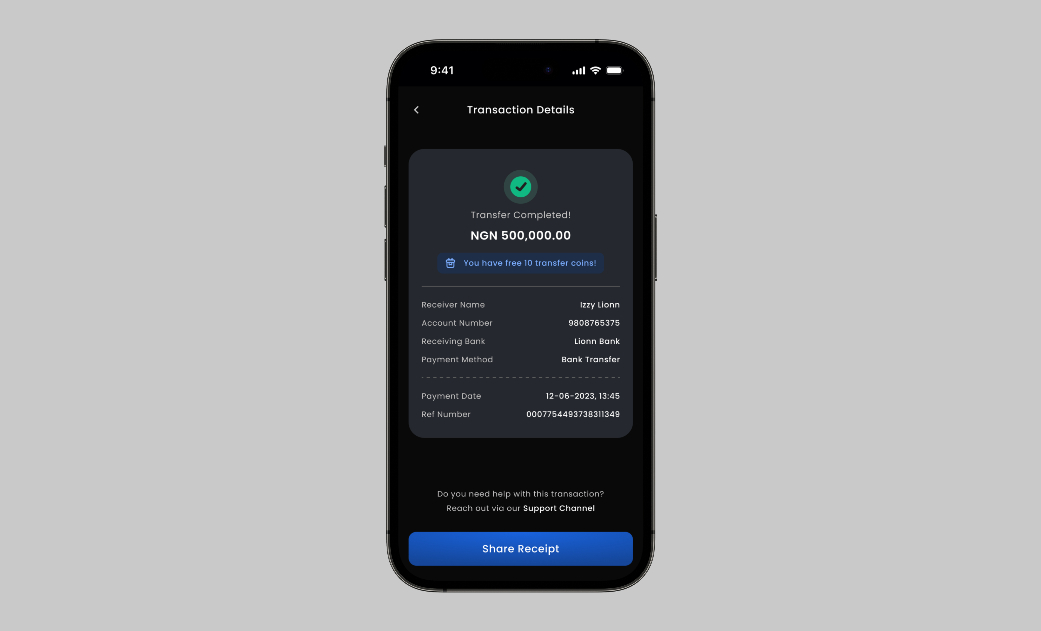 Receipts (Transaction Details) Screen - Fintech APP by Oluwatosin ...
