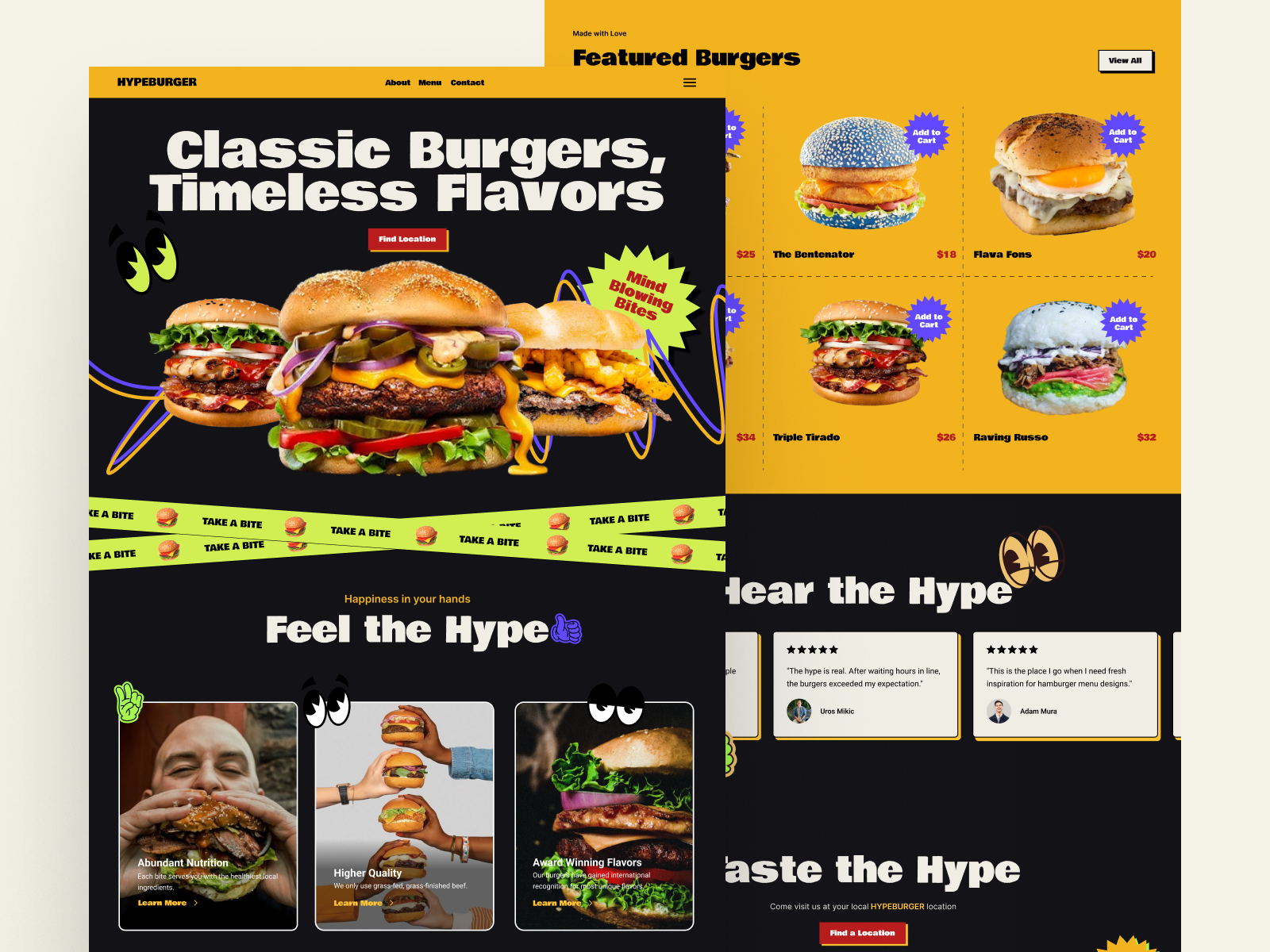 Retro Burger Restaurant Landing Page by Blessing Babilah on Dribbble