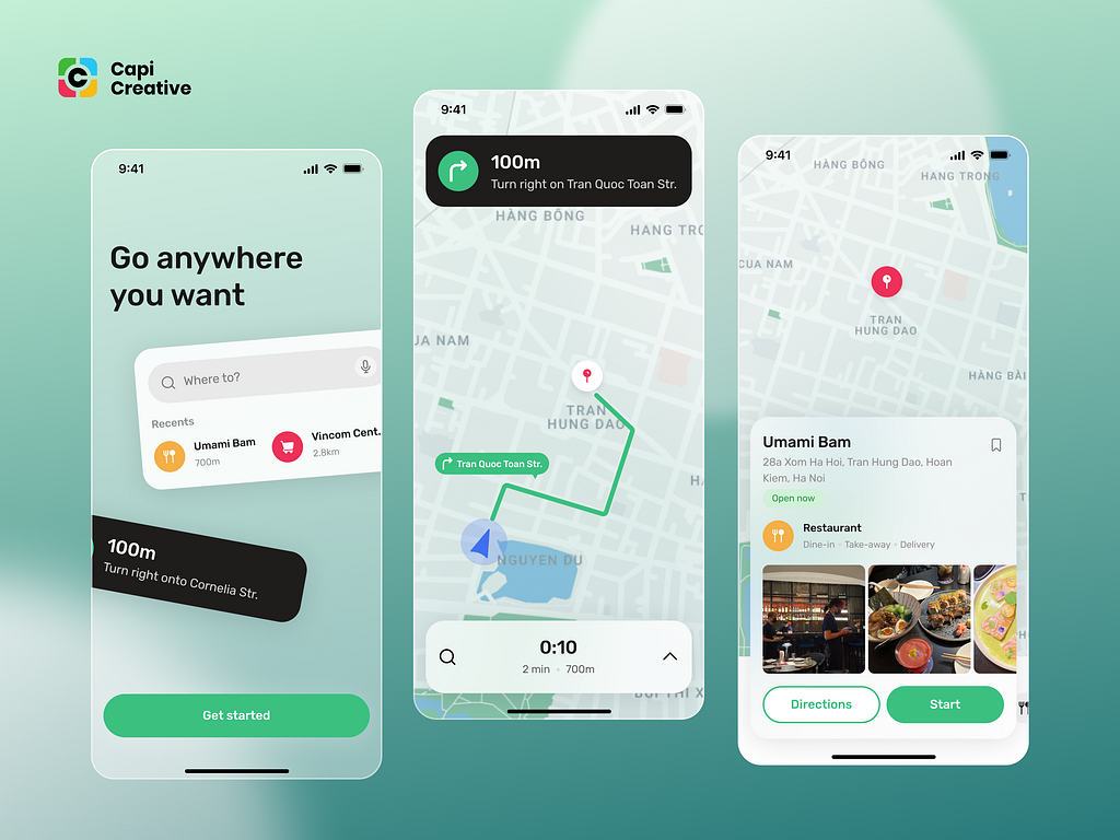 Map Navigation App - Glassmorphism Design Style by Capi Product on Dribbble