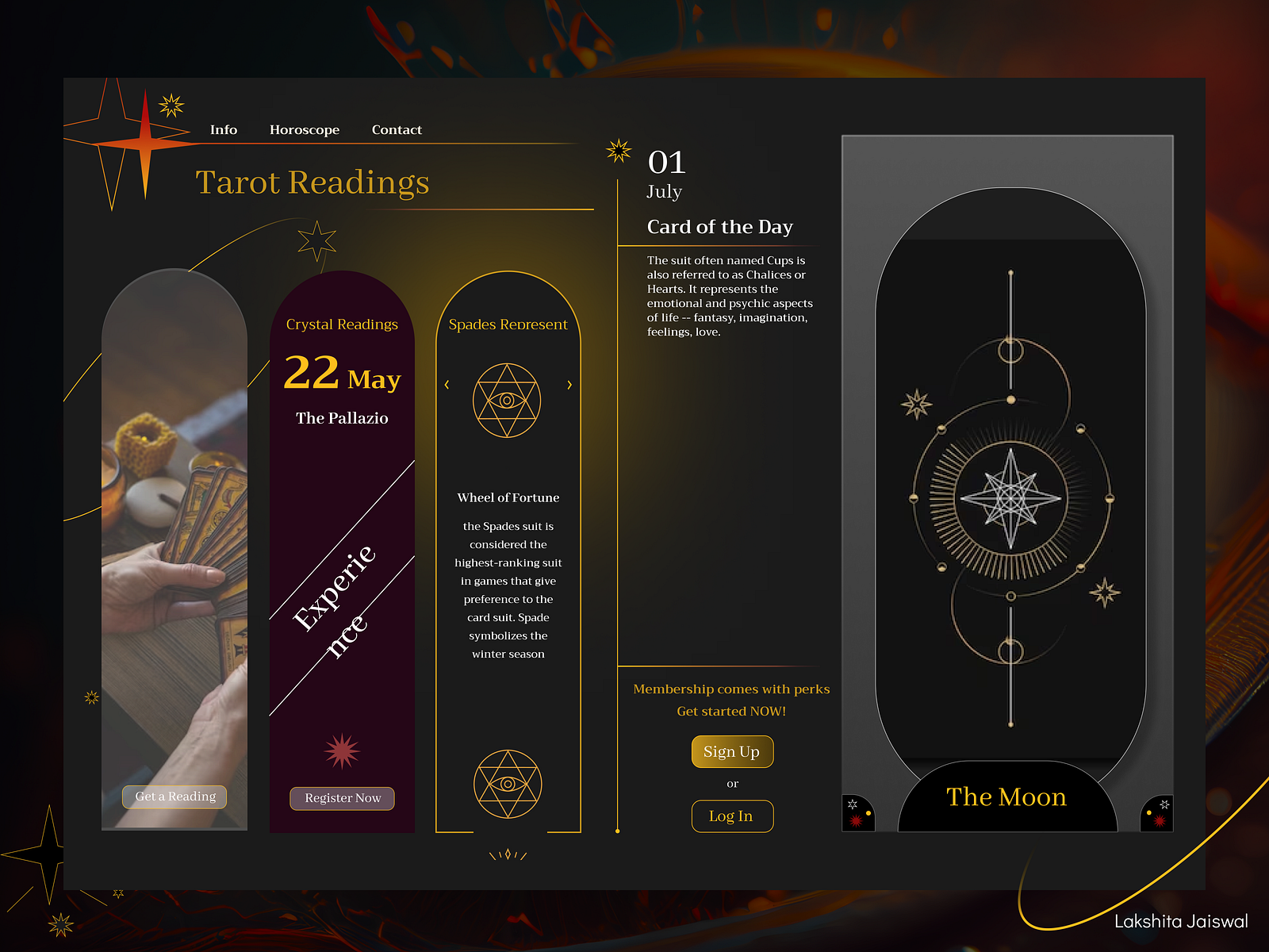 Konzept UI Design Astrology Tarot card website Template by lakshita jaiswal on Dribbble