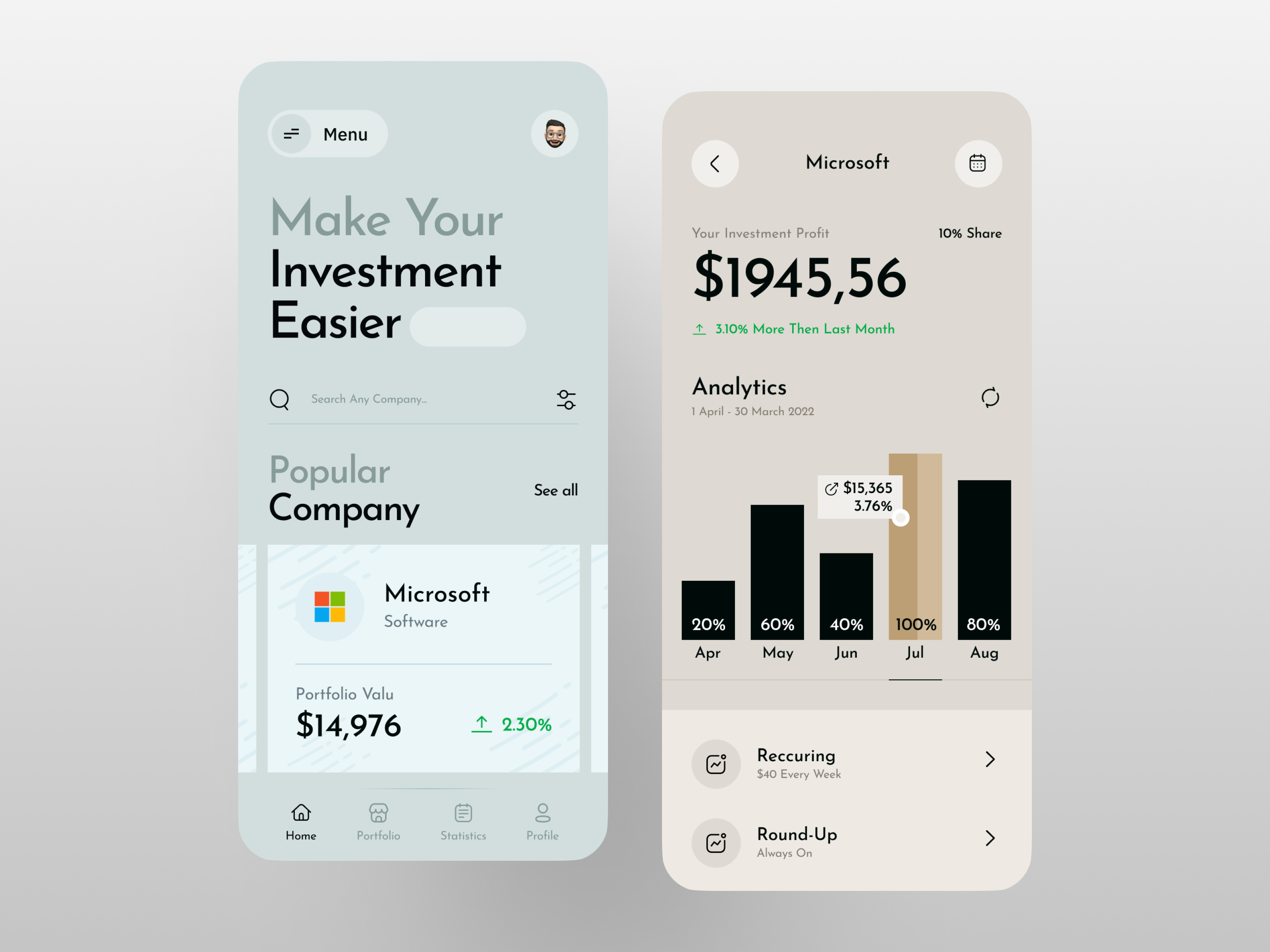 Finance Mobile App Design by Awe Mobile App for Awe Design Studio on ...