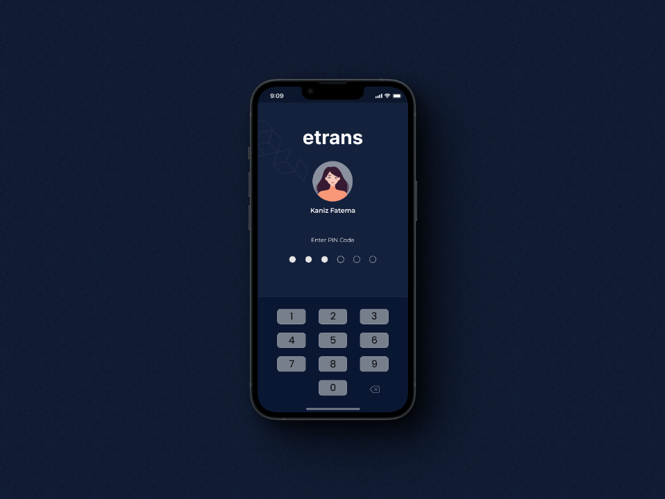 Etrans App || Pin Code by Kaniz Fatema on Dribbble