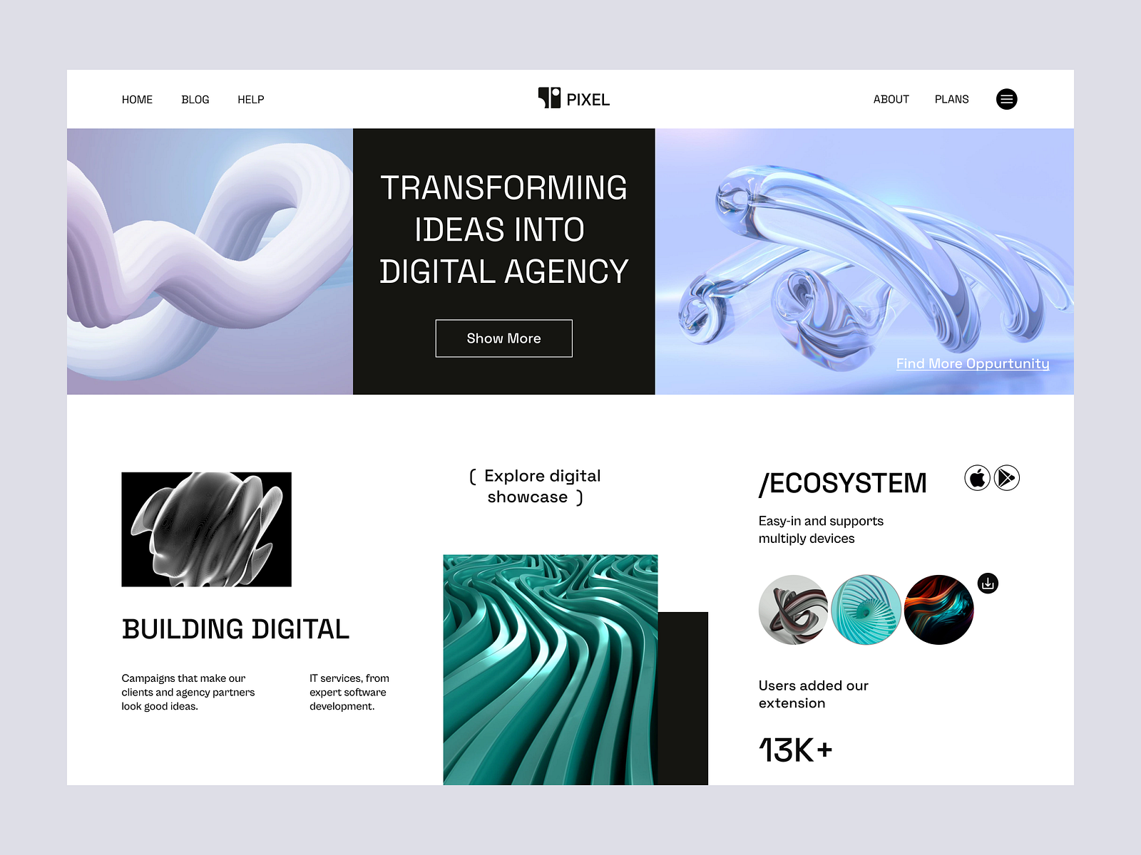 Pixel-Digital Agency Website Design by Nure Afrin Era for HookMind USA ...