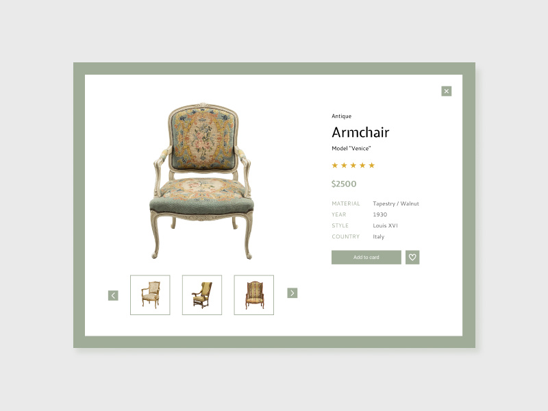 Pop-up design concept for an antique online store by Olga Andreyuk on ...