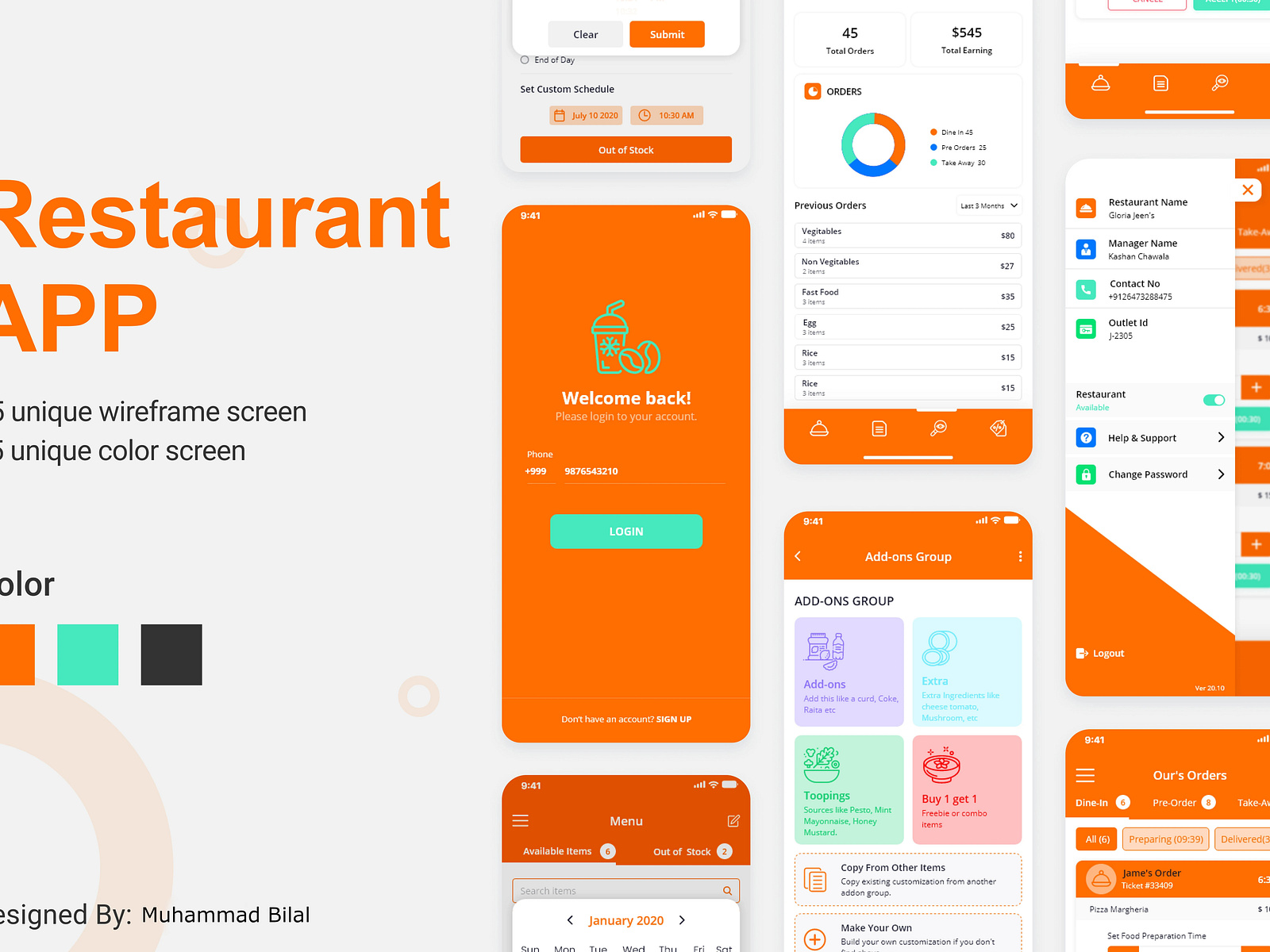 Restaurant APP UI by Muhammad Bilal Khan on Dribbble