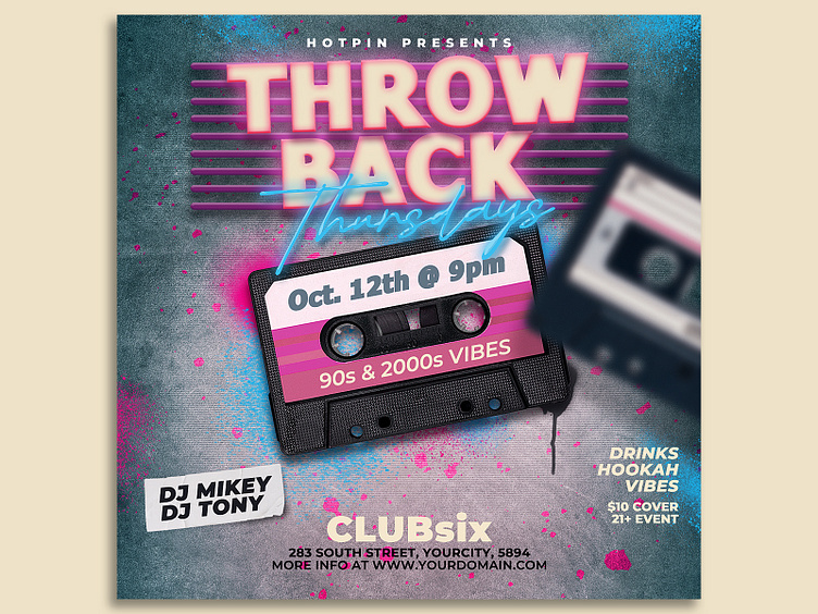 Retro 90s Party Flyer Template by Hotpin on Dribbble
