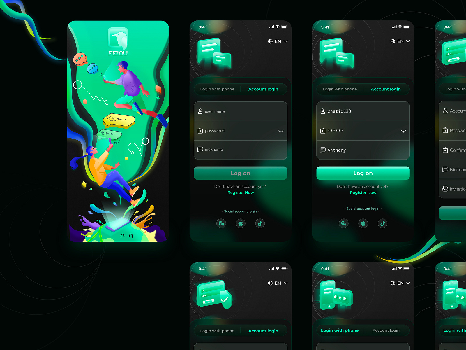 Chat app login registration collection by Anthony on Dribbble