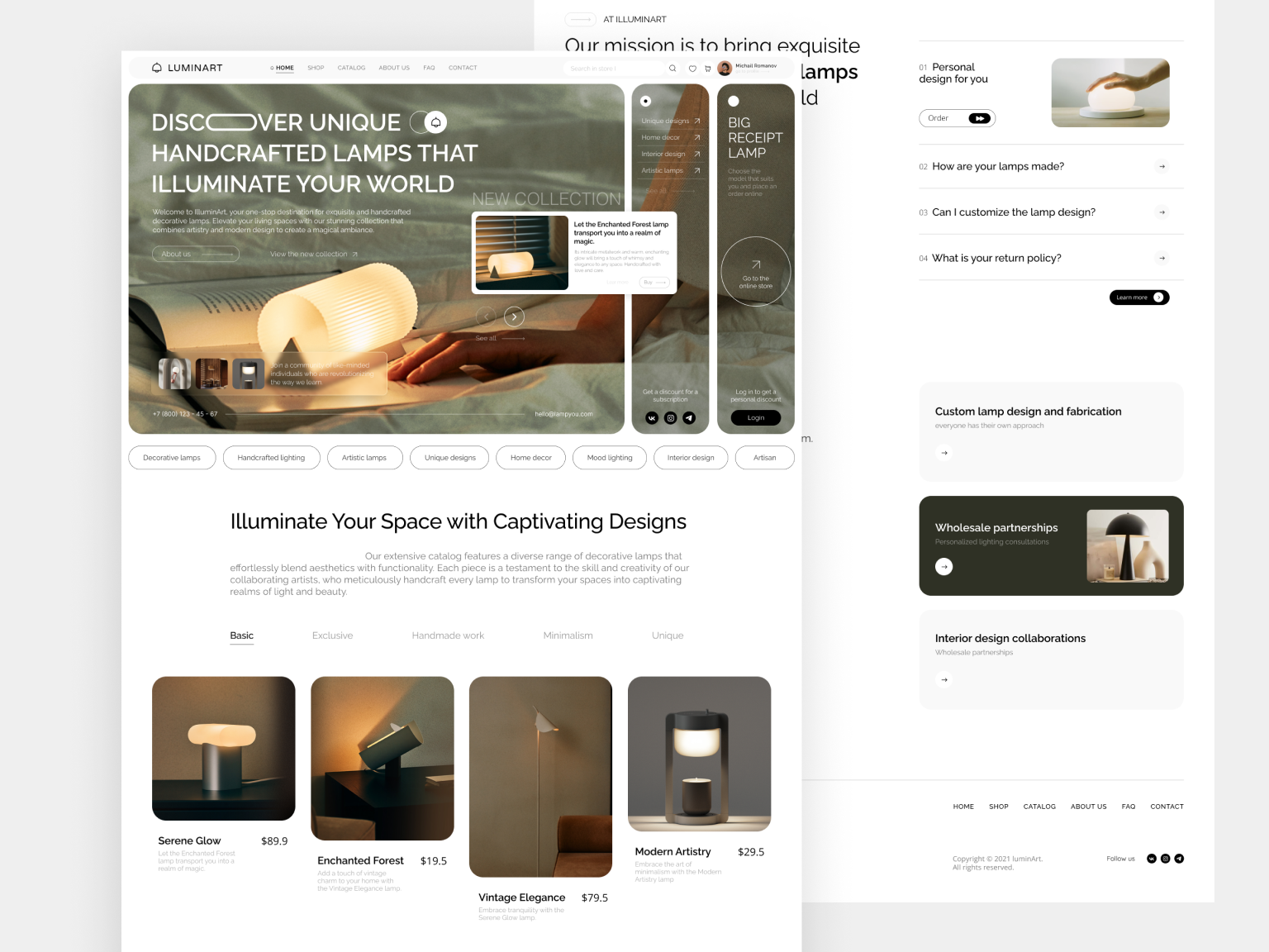 Handcrafted Lamps Ecommerce Website by Awsmd on Dribbble