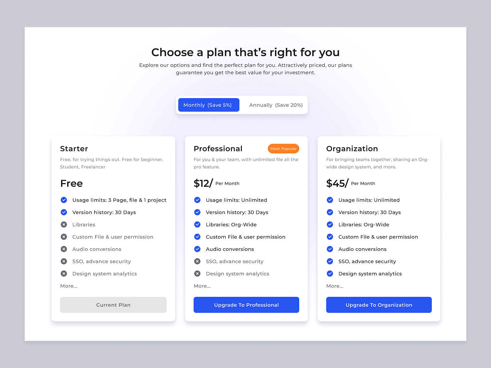 Pricing Plan Section - UI Design by Rishabh Singh on Dribbble