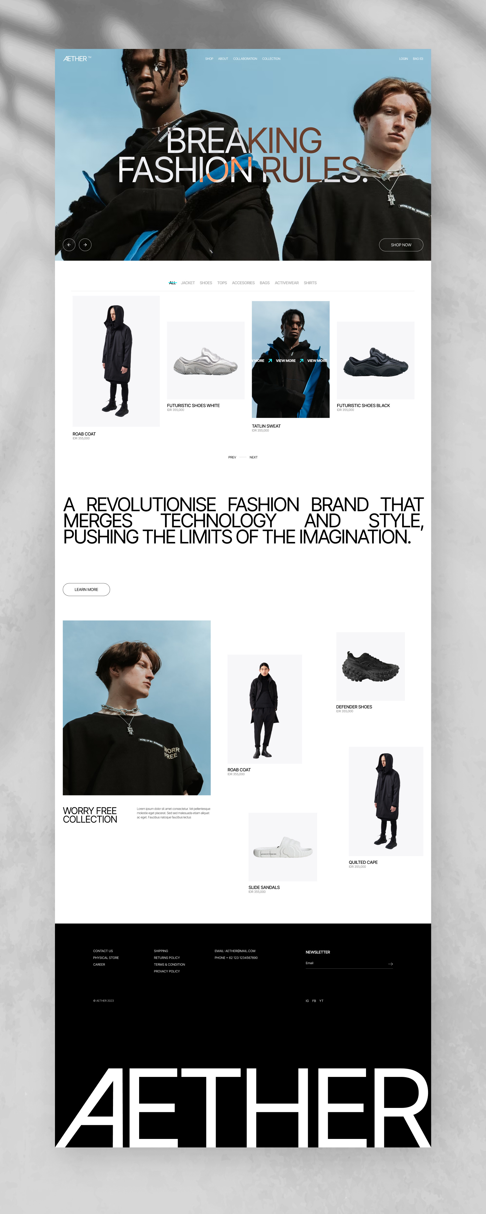 Aether - Clothing Website Concept by Azhar Bhagas on Dribbble