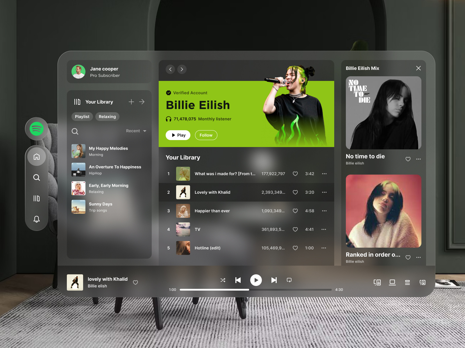 Spatial interface for Spotify Music by Bhavik Dobariya on Dribbble