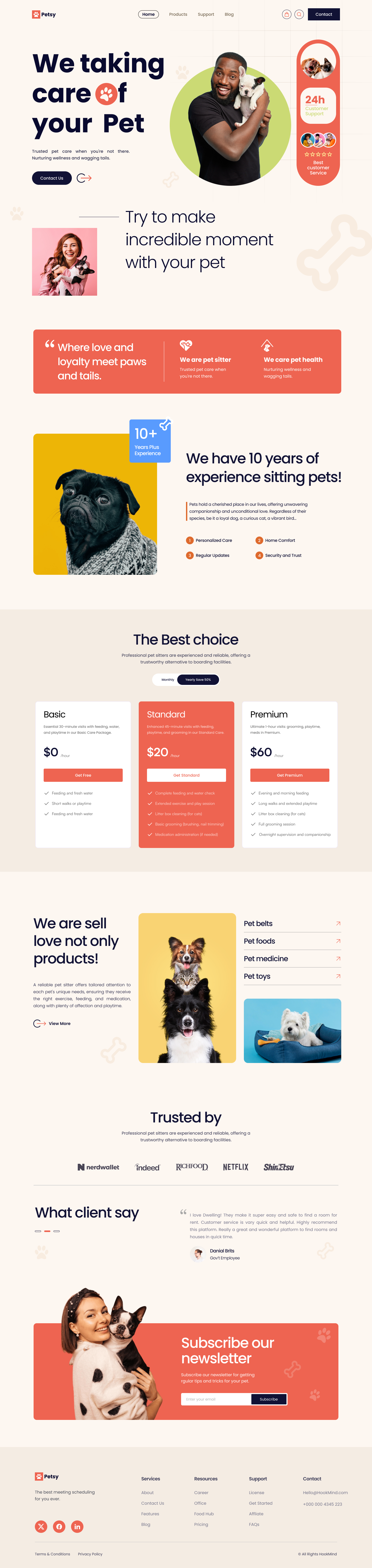 Petsy - Pet website landing page by Istiaq Ahmed for HookMind USA on ...