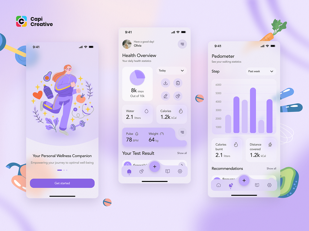 Health Tracking App - Glassmorphism Design Style by Capi Product for ...