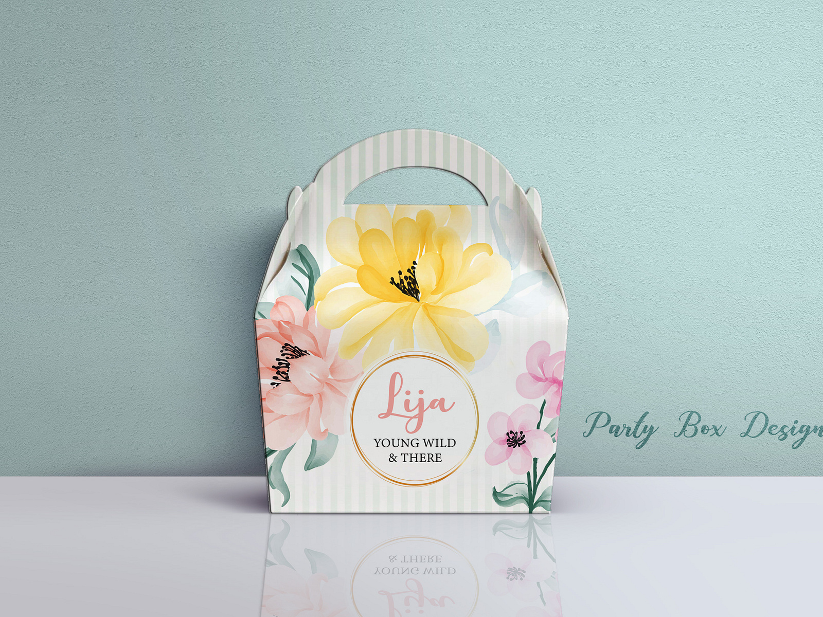 Watercolor floral Personalized Children’s Party Box Gift Bag by Liton ...