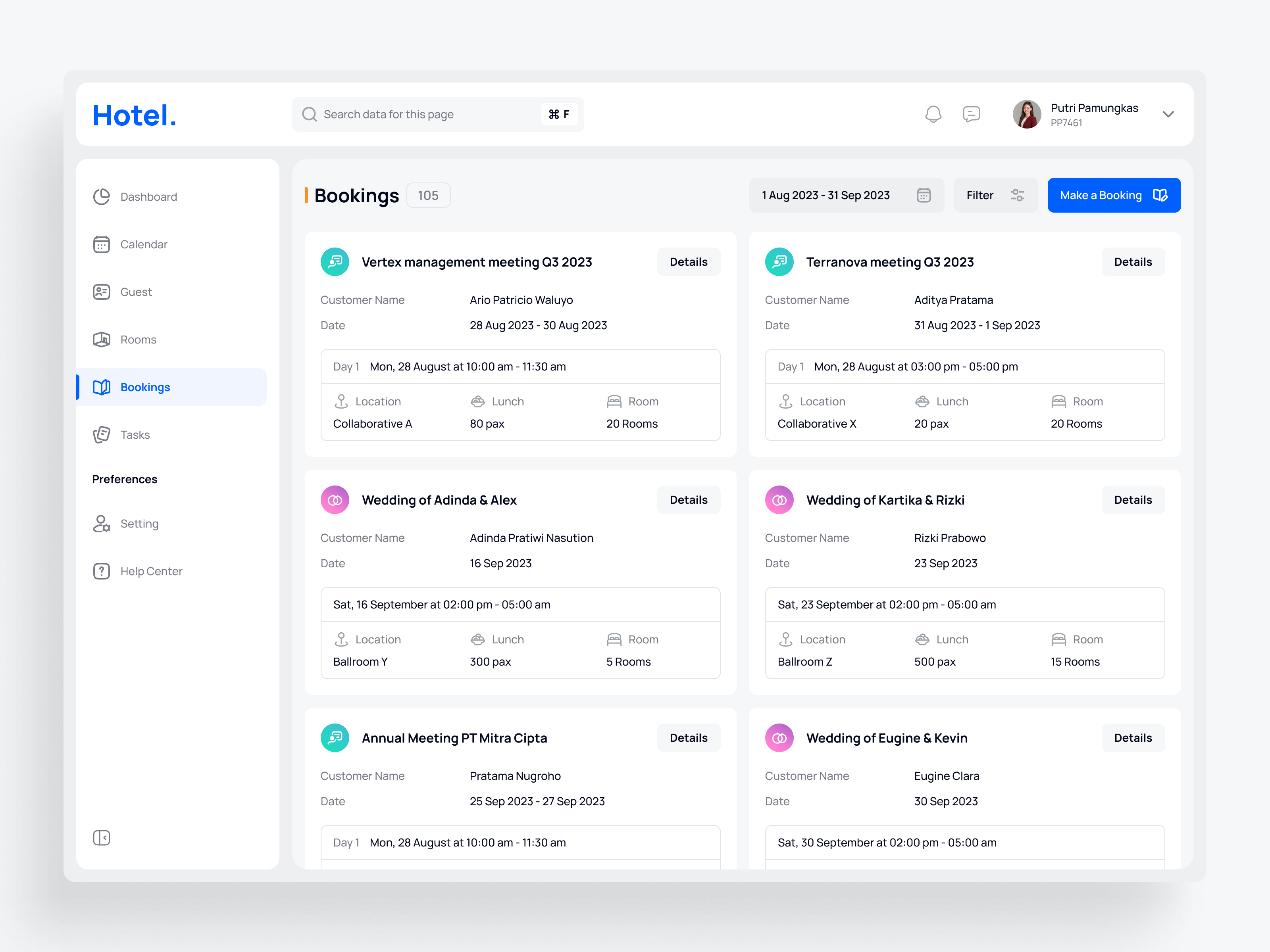 Hotel - Web app receptionist dashboard by Syafii for Usercentra Studio ...