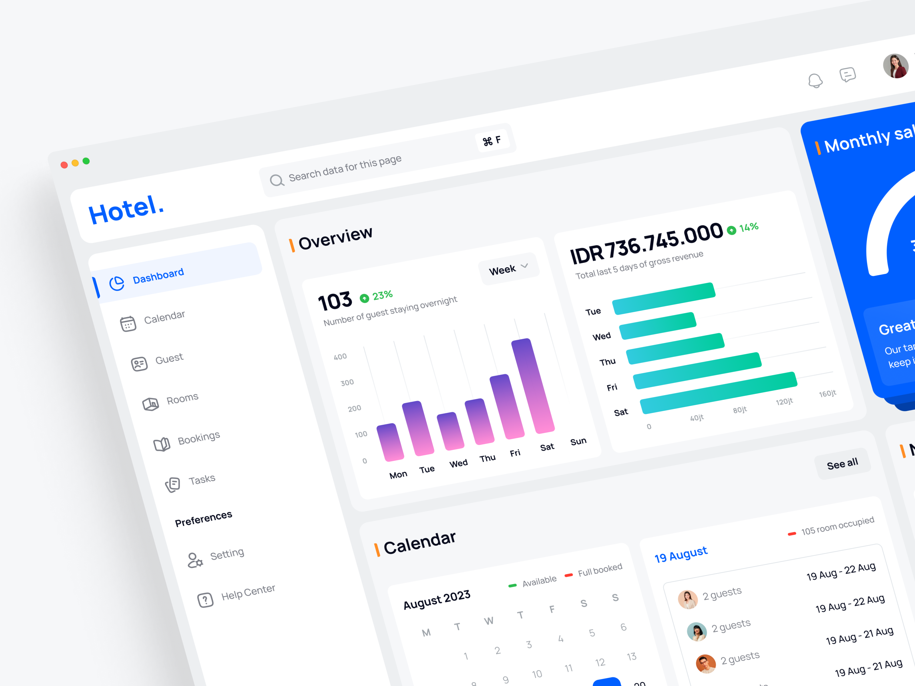 Hotel - Web app receptionist dashboard by Syafii for Usercentra Studio ...