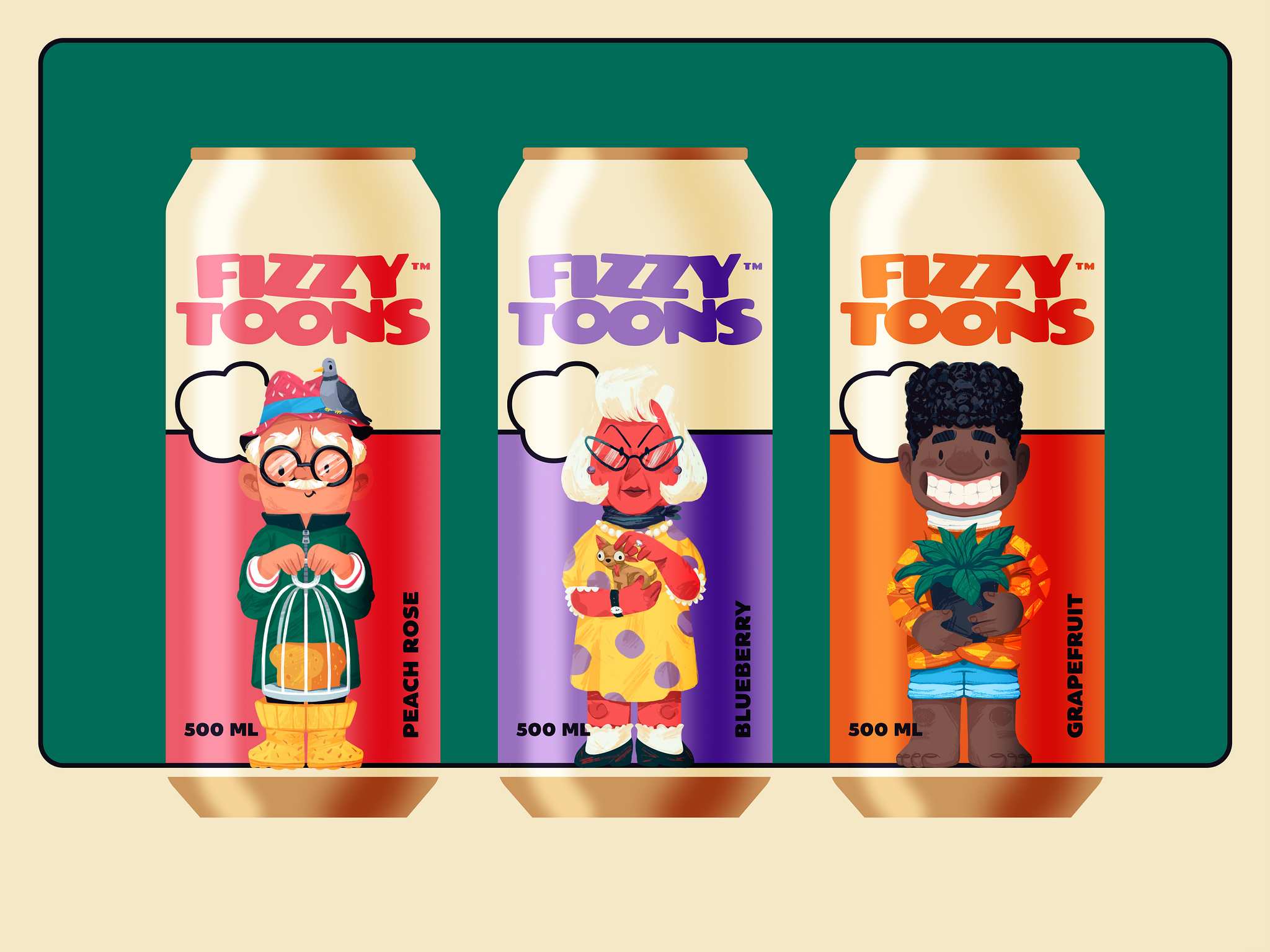 Cute Fizzy Drink Cans Design by tubik.arts on Dribbble