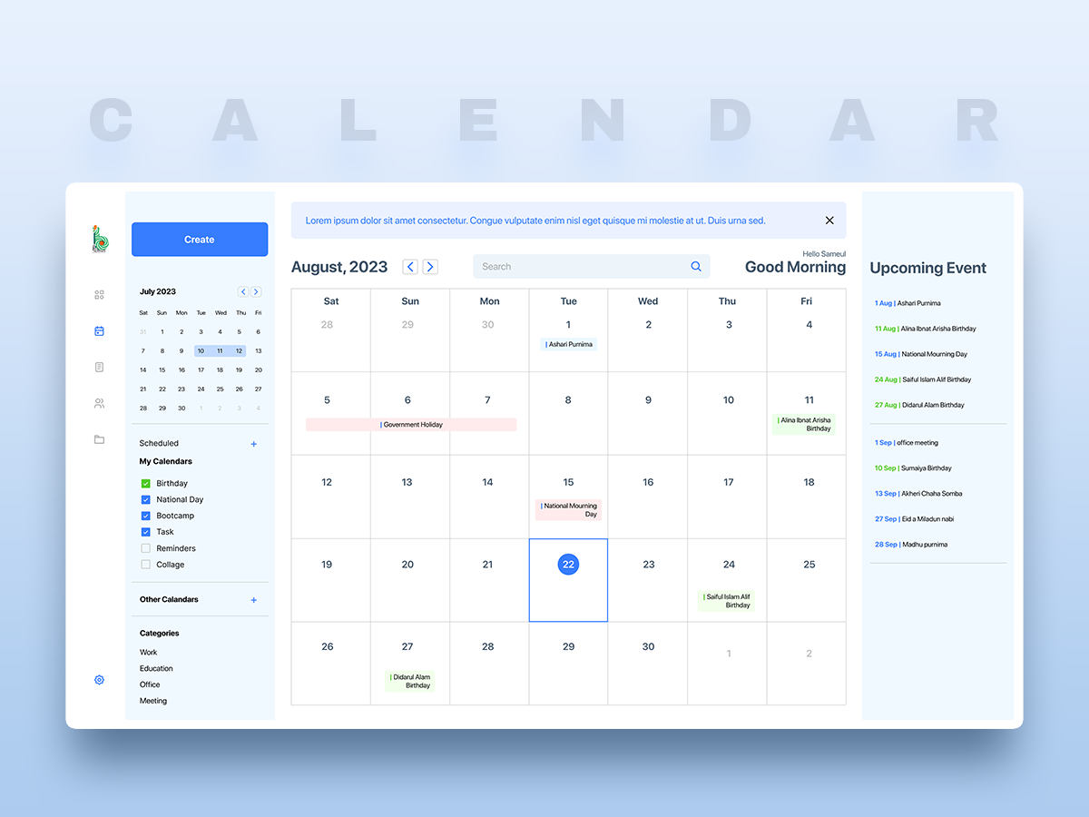 Calendar by Md. Sameul on Dribbble