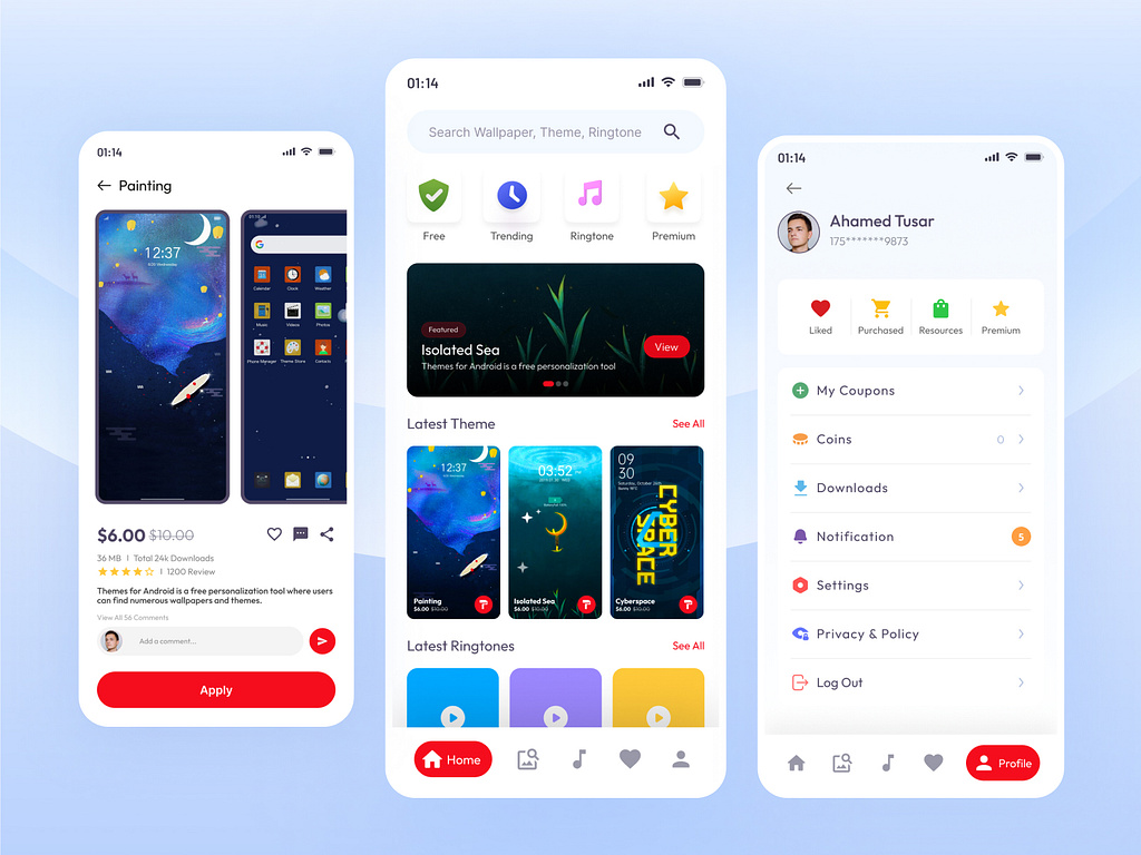 Theme Store App by Asiq M. for Netro Systems on Dribbble